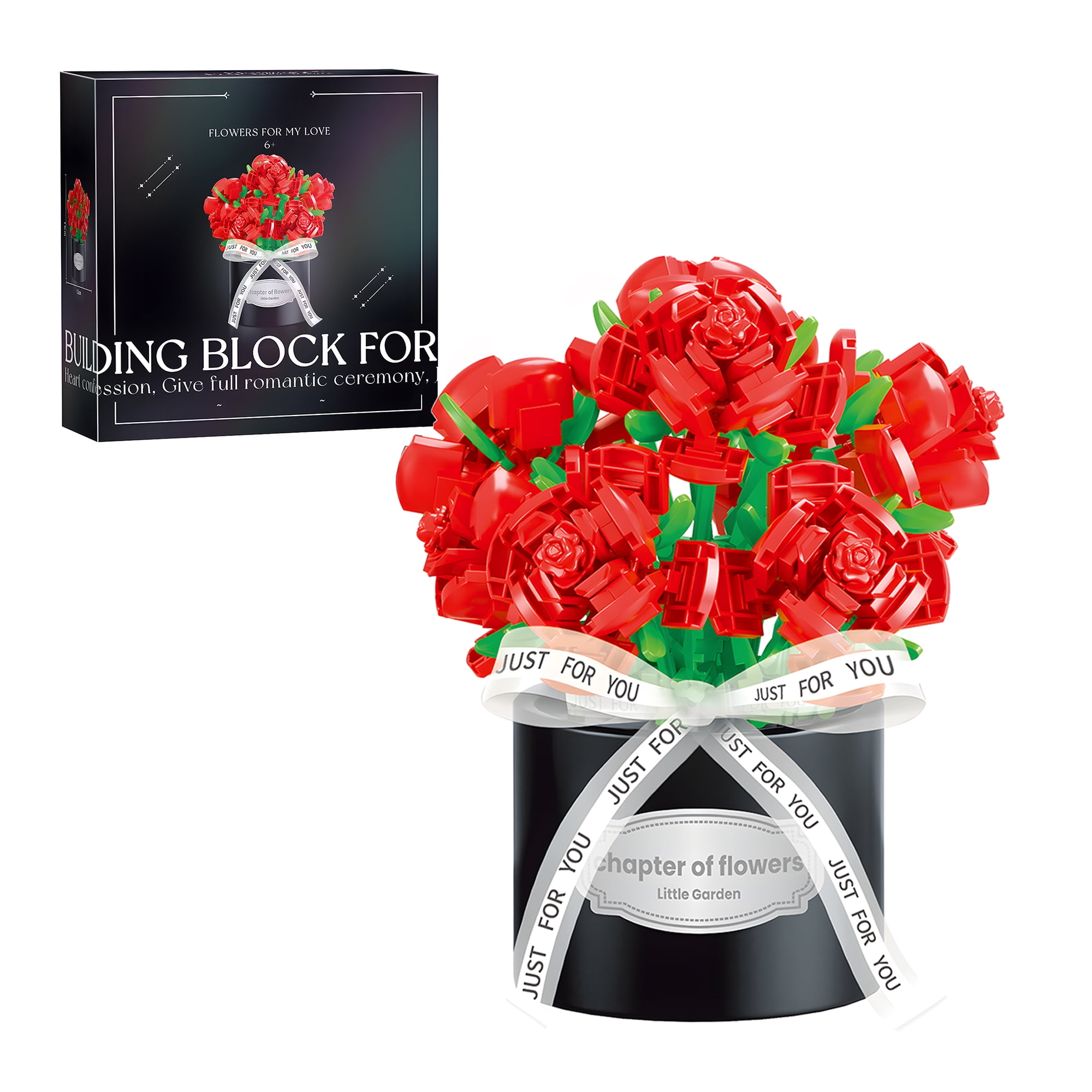 HI-REEKE Flower Mini Building Block Set Everlasting Red Rose Flower ...