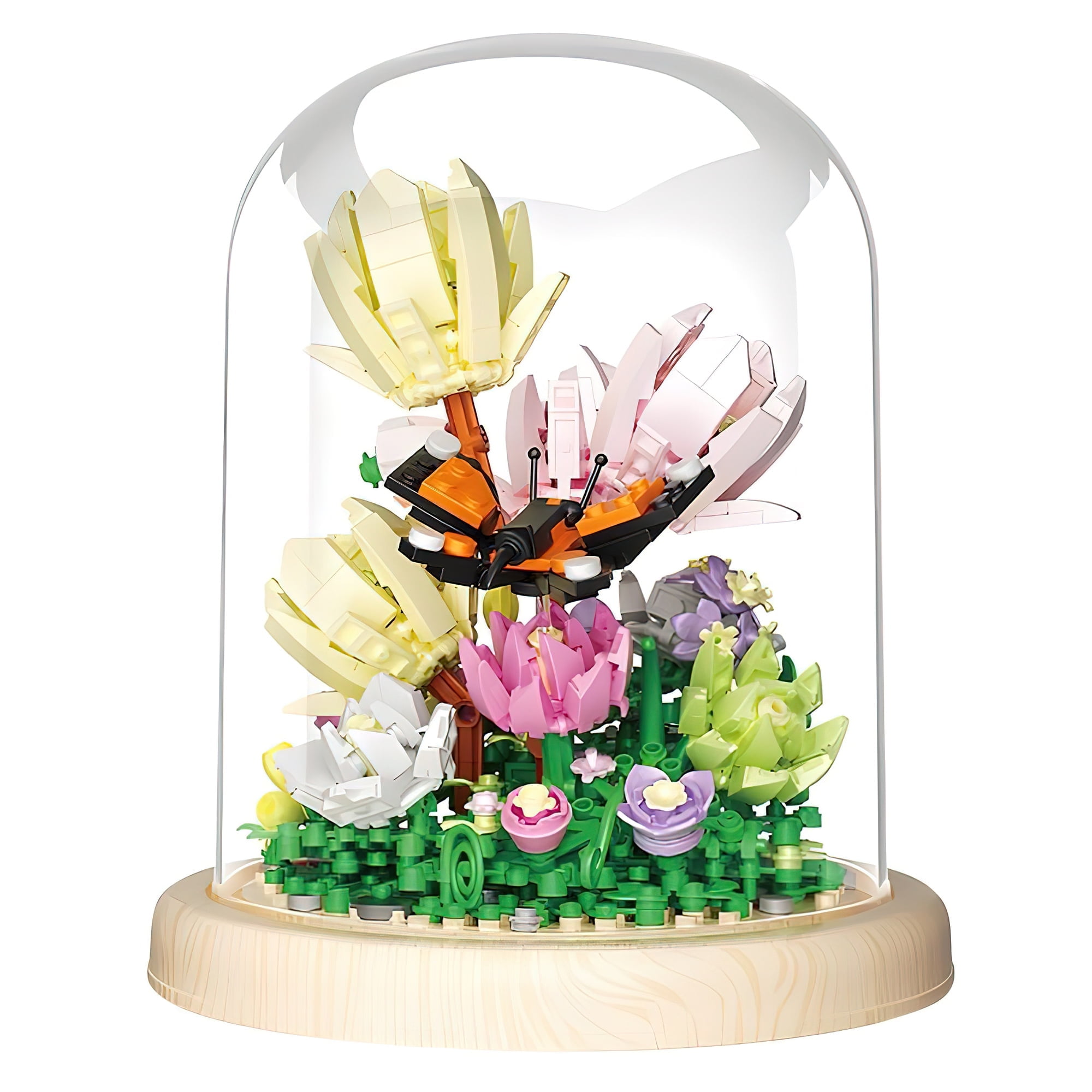HI-REEKE Flower Mini Building Block Set Magnolia Flower Bonsai Plastic ...