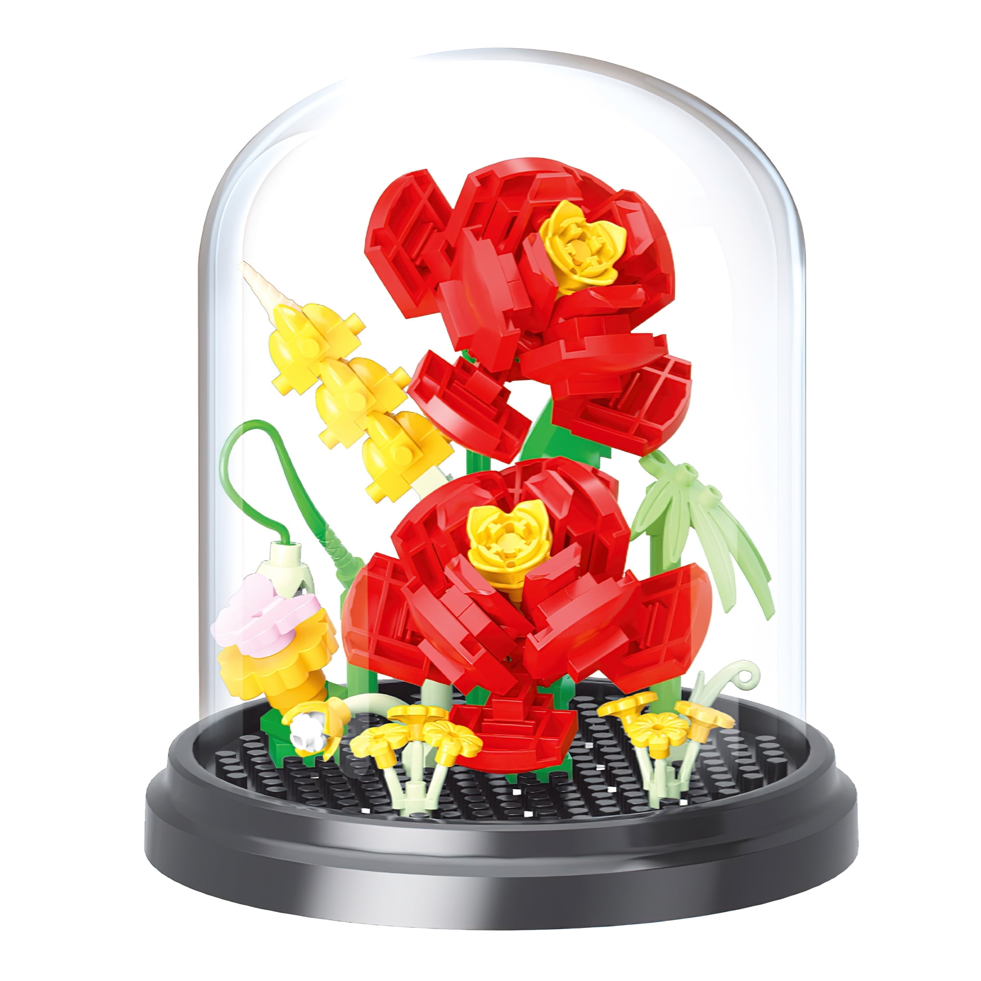 HI-REEKE Flower Mini Building Block Set Rose Everlasting Bouquet Bonsai ...