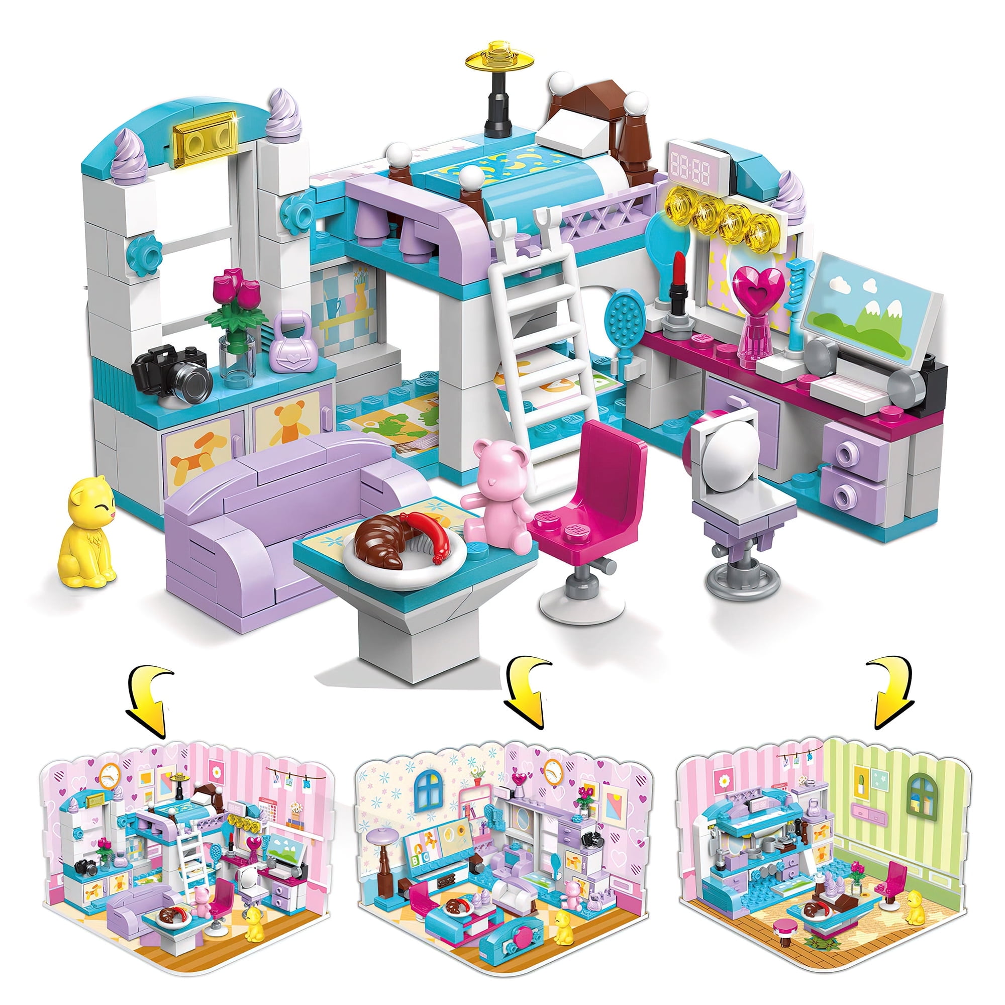 HI-REEKE House Building Block Set 3in1 Dream Home Building Kit Plastic ...