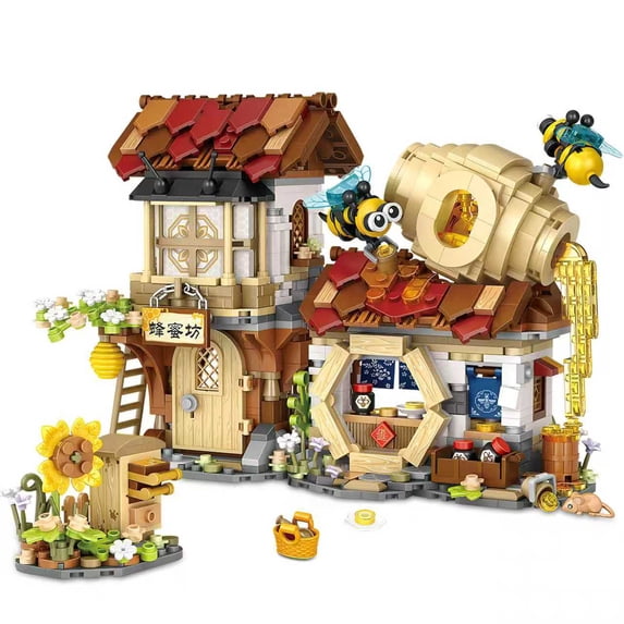 HI-REEKE House Building Block Set Chinese Street Honey Shop Mini ...