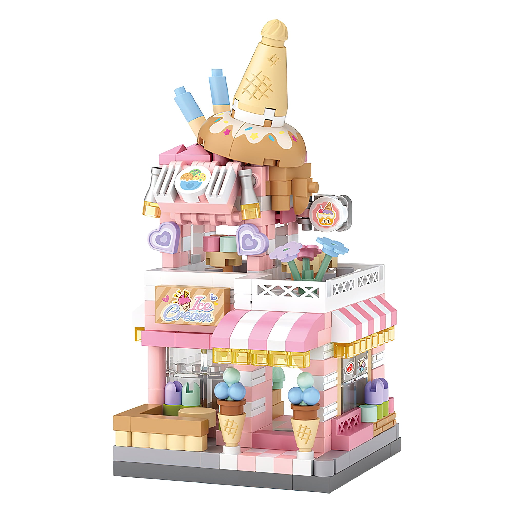 HI-REEKE House Mini Building Block Set Ice Cream Shop Building Toy Gift ...