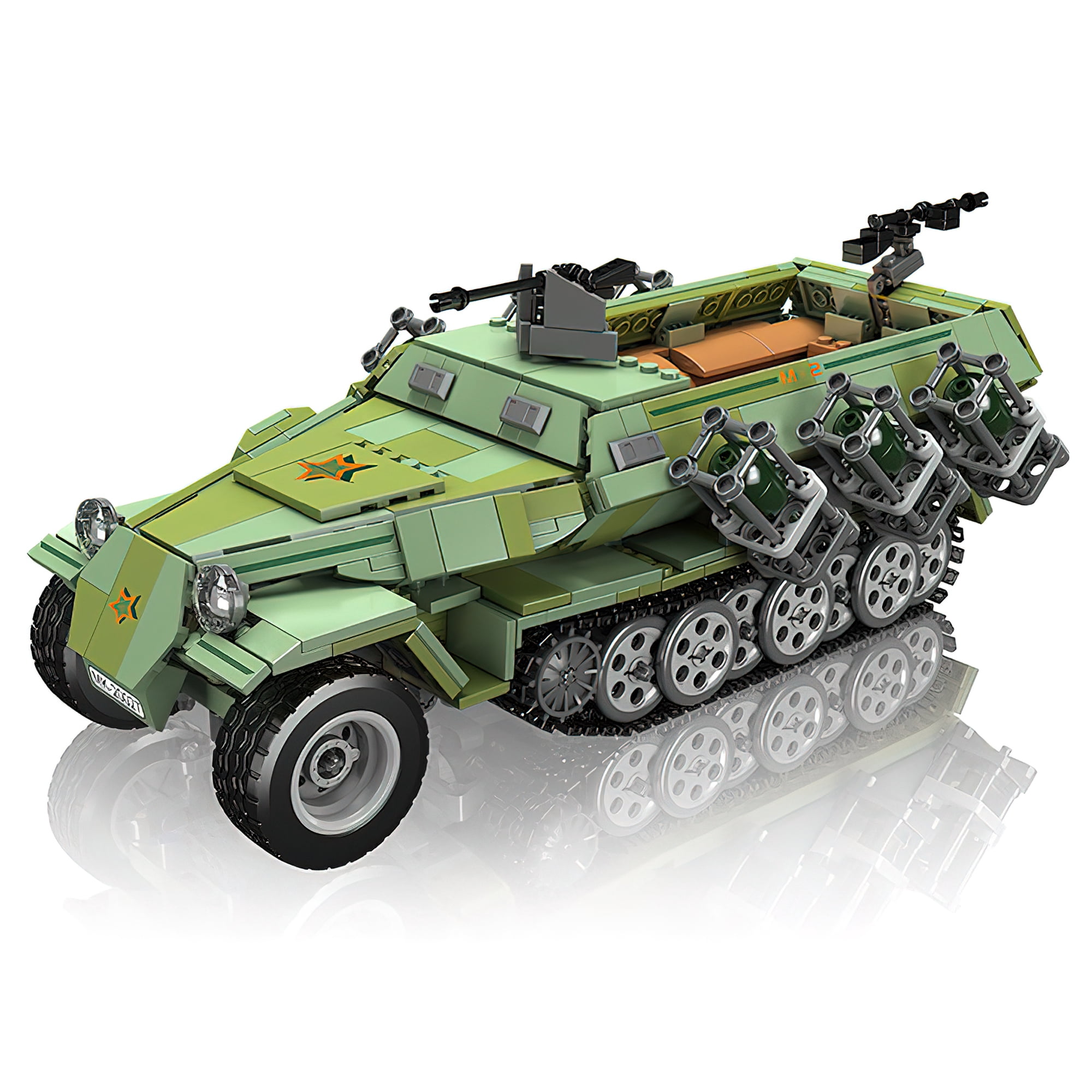 HI-REEKE Military Car Building Block Set Half-track Armored Vehicle ...