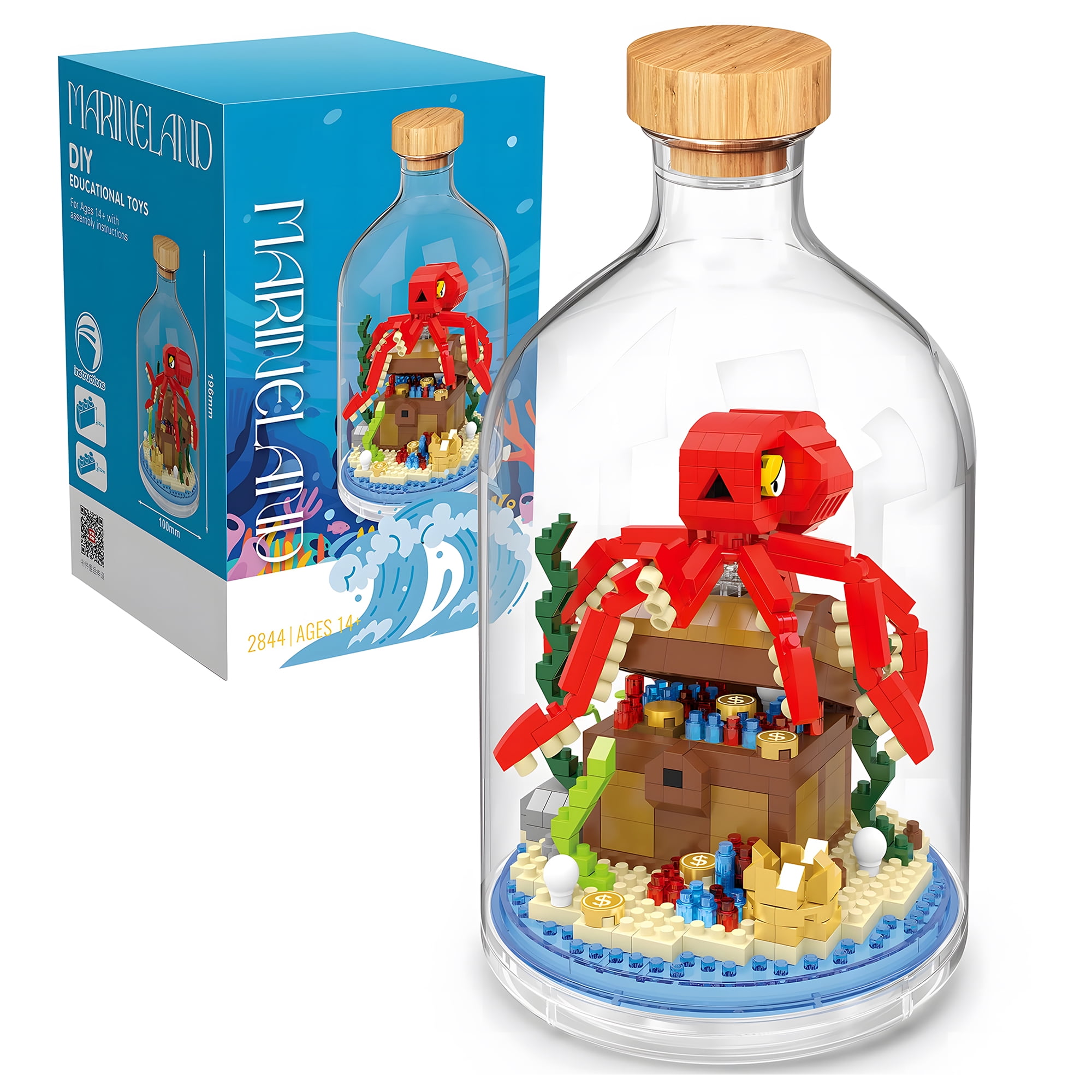 HI-REEKE Ocean Creatures Micro Mini Building Block Set Octopus in a ...