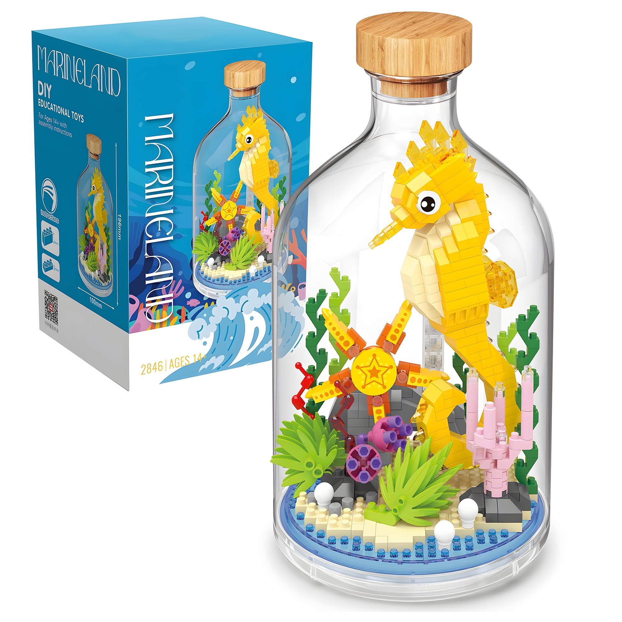 HI-REEKE Ocean Creatures Micro Mini Building Block Set Seahorse in a ...