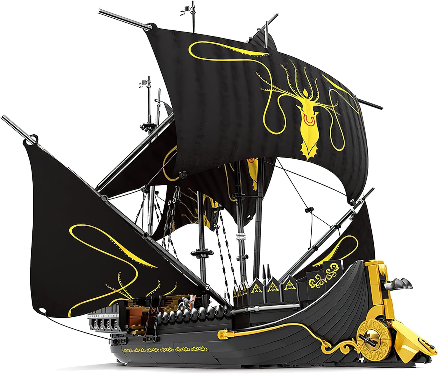HI-REEKE Pirate Ship Building Set Caribbean Boat Model Building Kit ...