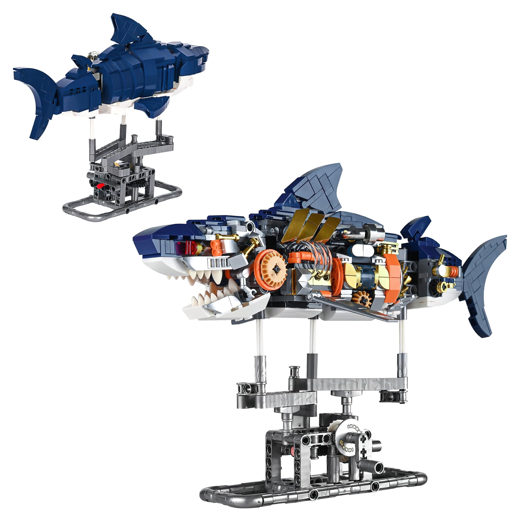 HI-REEKE Sea Creature Building Block Set Shark Toy with Display Stand ...