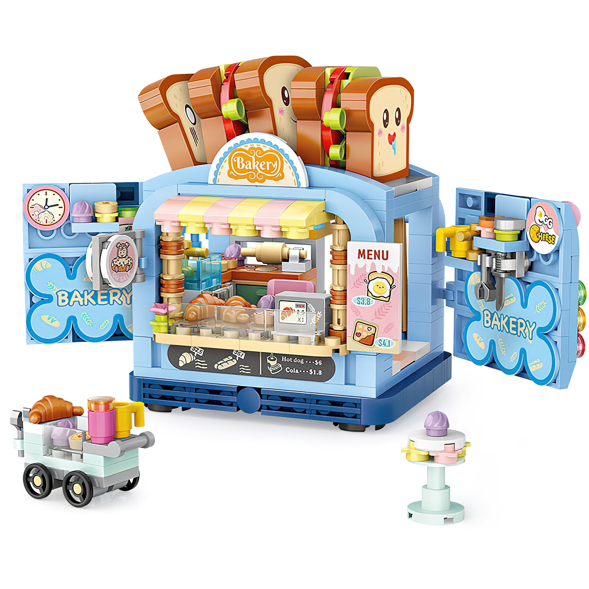 HI-REEKE Street View Mini Building Block Set Bread Shop Building Kit ...