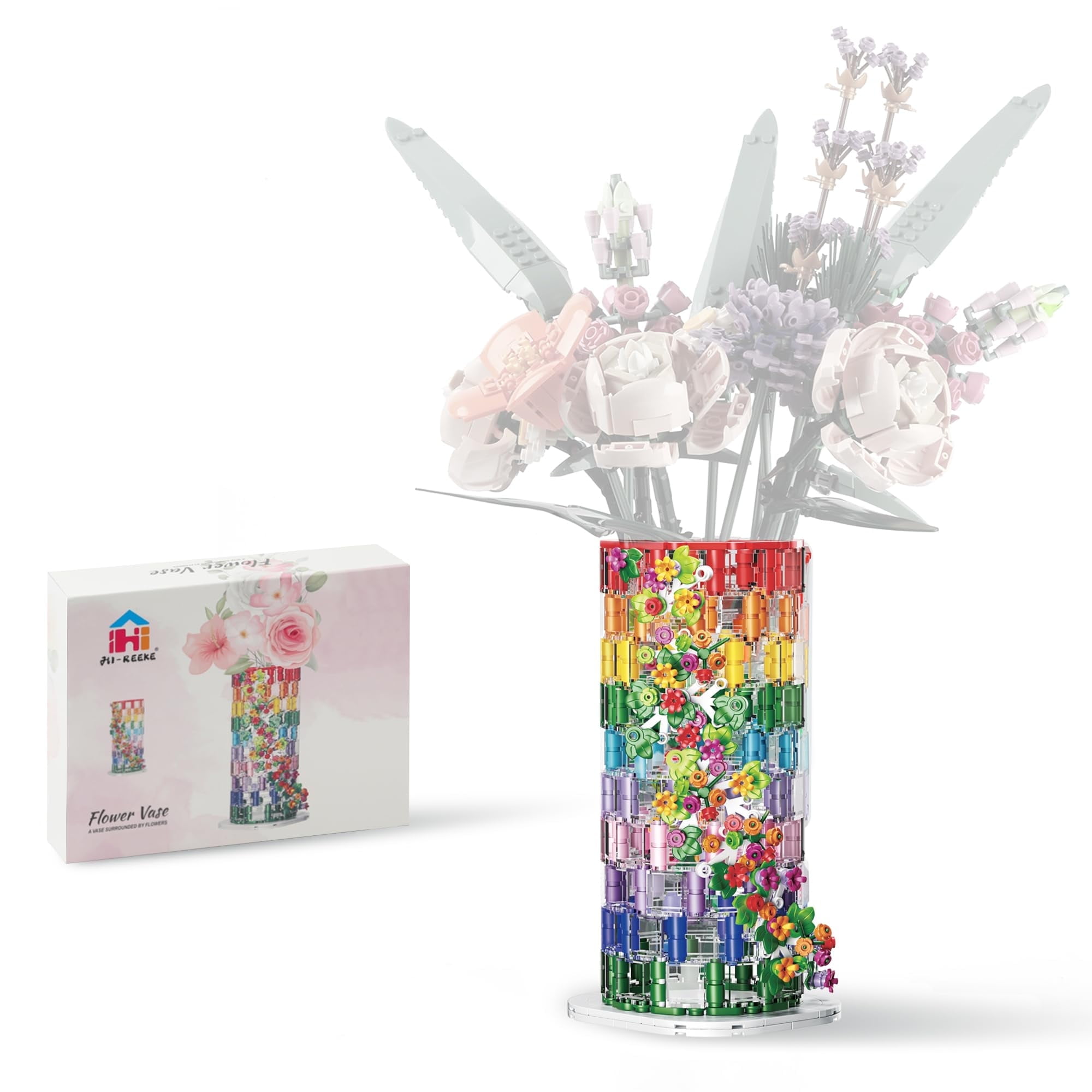 HI-REEKE Transparent Vase Building Block Set, LEGO Compatible, with ...