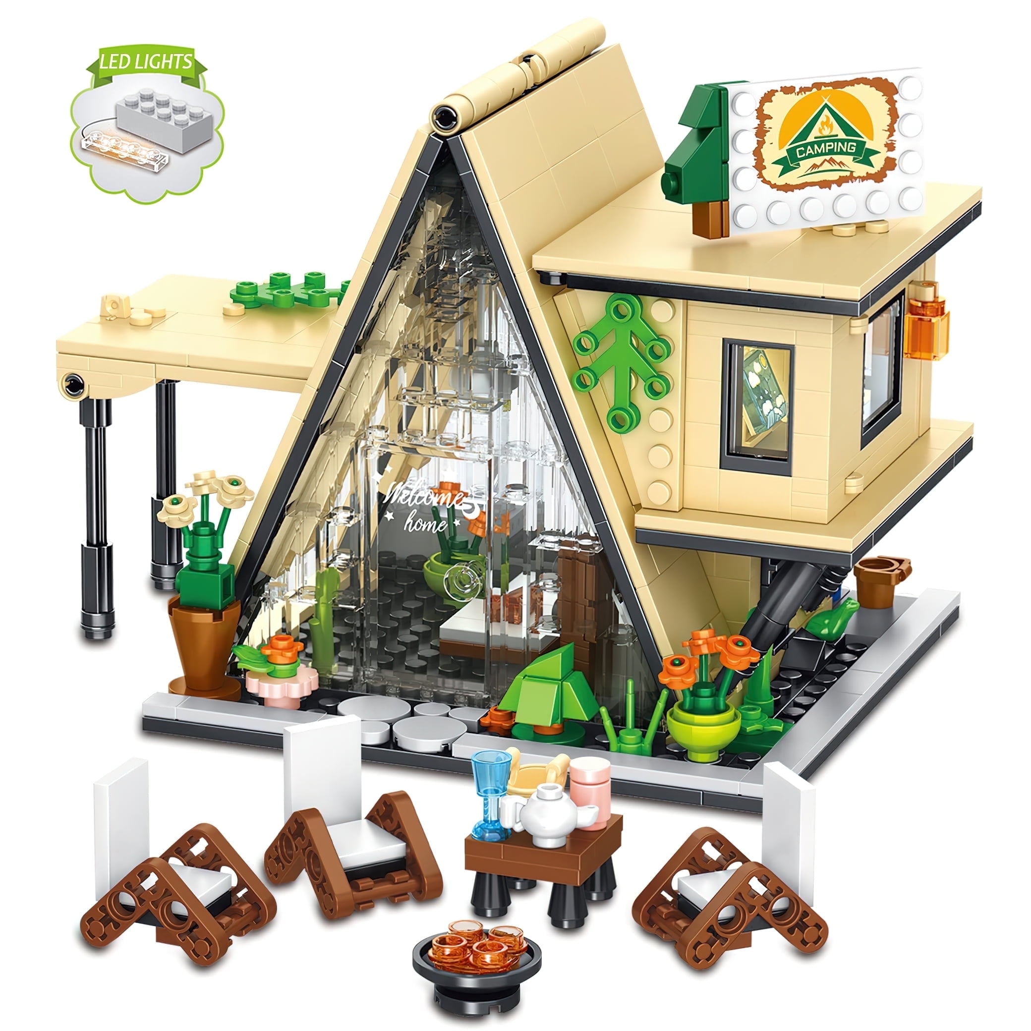 HI-REEKE Architecture Building Block Set Camping Tent House Plastic Toy ...