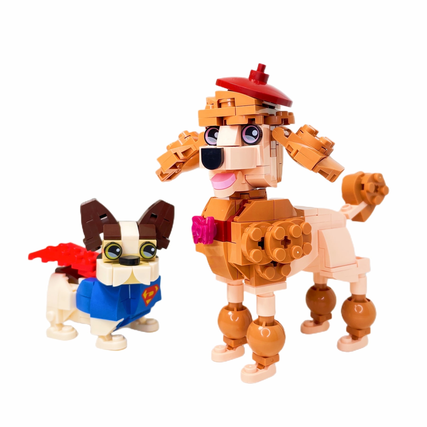 HI-REEKE Dog Building Block Set, Poodle and Bulldog Brick Kit, Multi ...