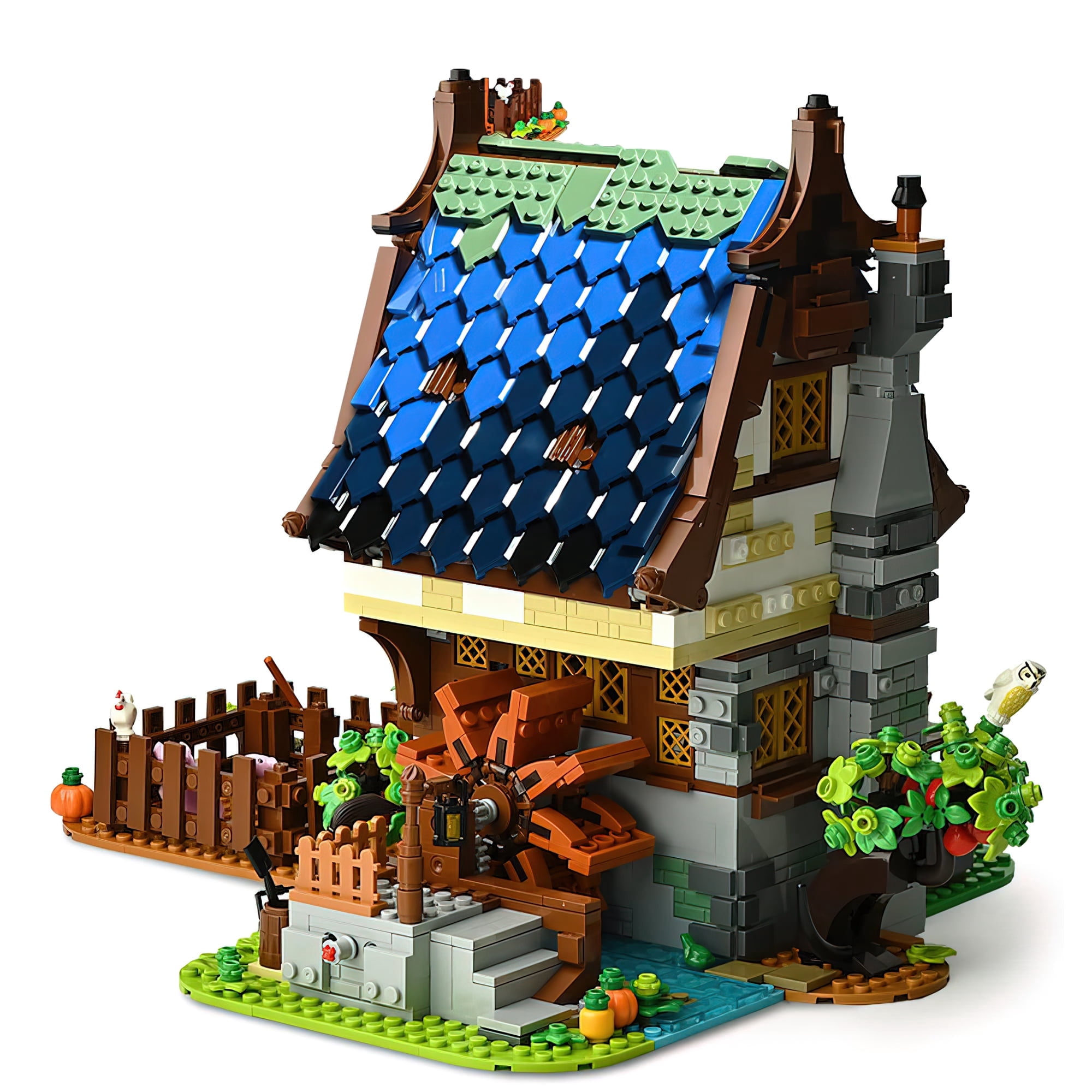 HI-Reeke House Building Block Set Medieval Water Mill Building Kit Toy ...