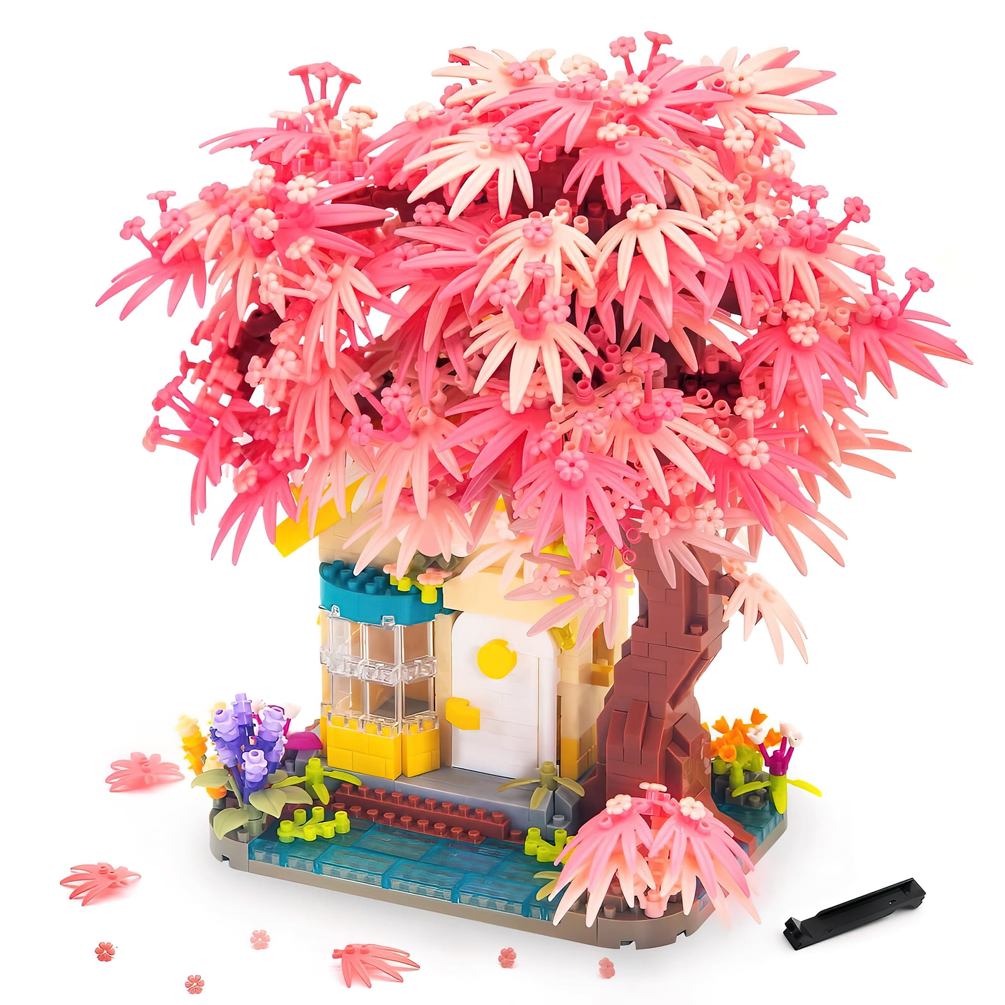 HI-Reeke House Micro Mini Building Block Set Cherry Blossom Bonsai Tree ...