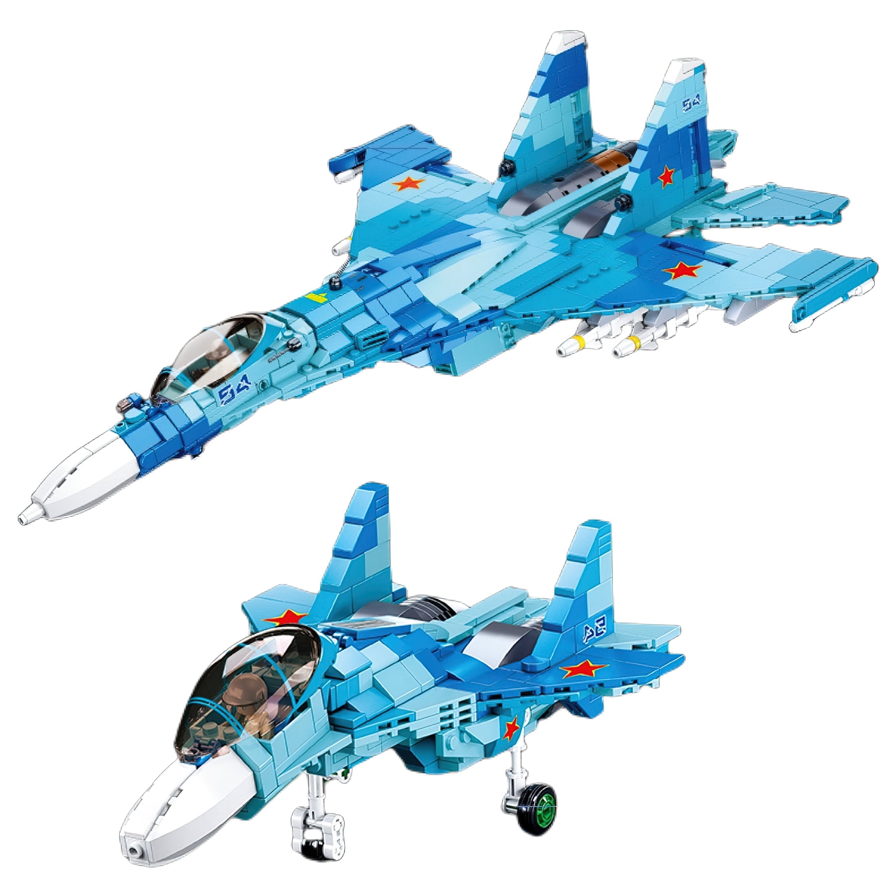 HI-Reeke Su-27 Fighter Jet Building Block Set, Military Airplane Kit ...