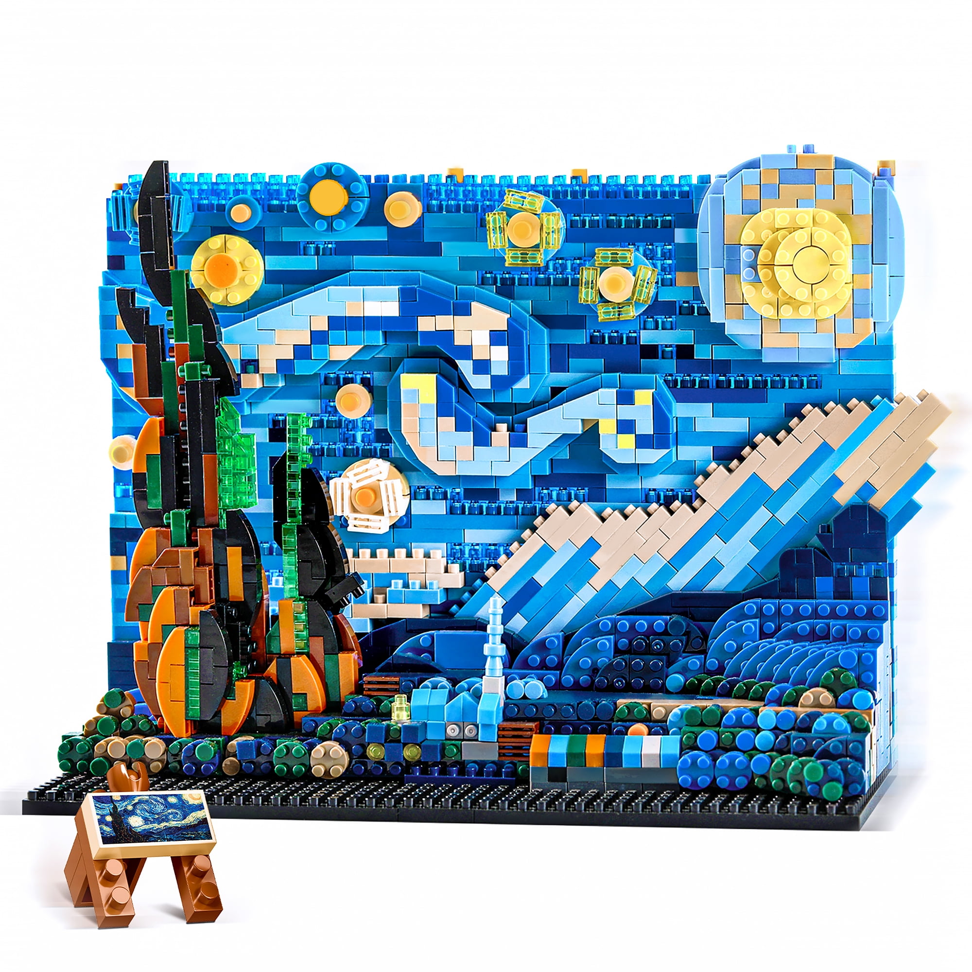 HI-Reeke Starry Sky Mini Building Block Set, Van Gogh Starry Night Kit ...