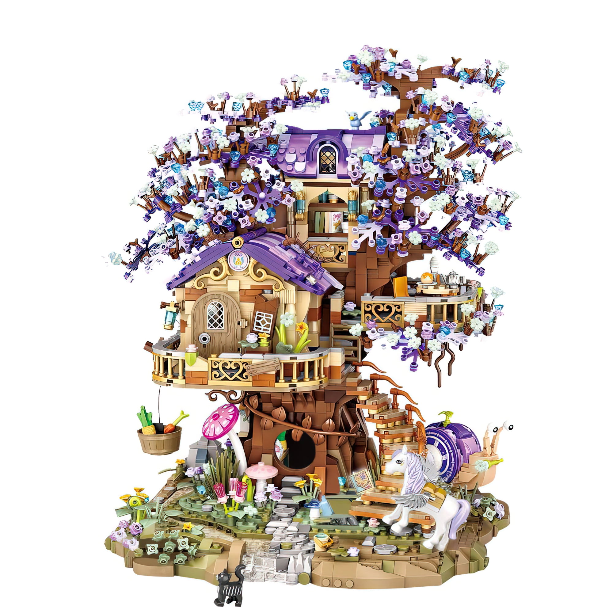 HI-Reeke Tree House Mini Building Block Set Elf Frame Cabin Building ...