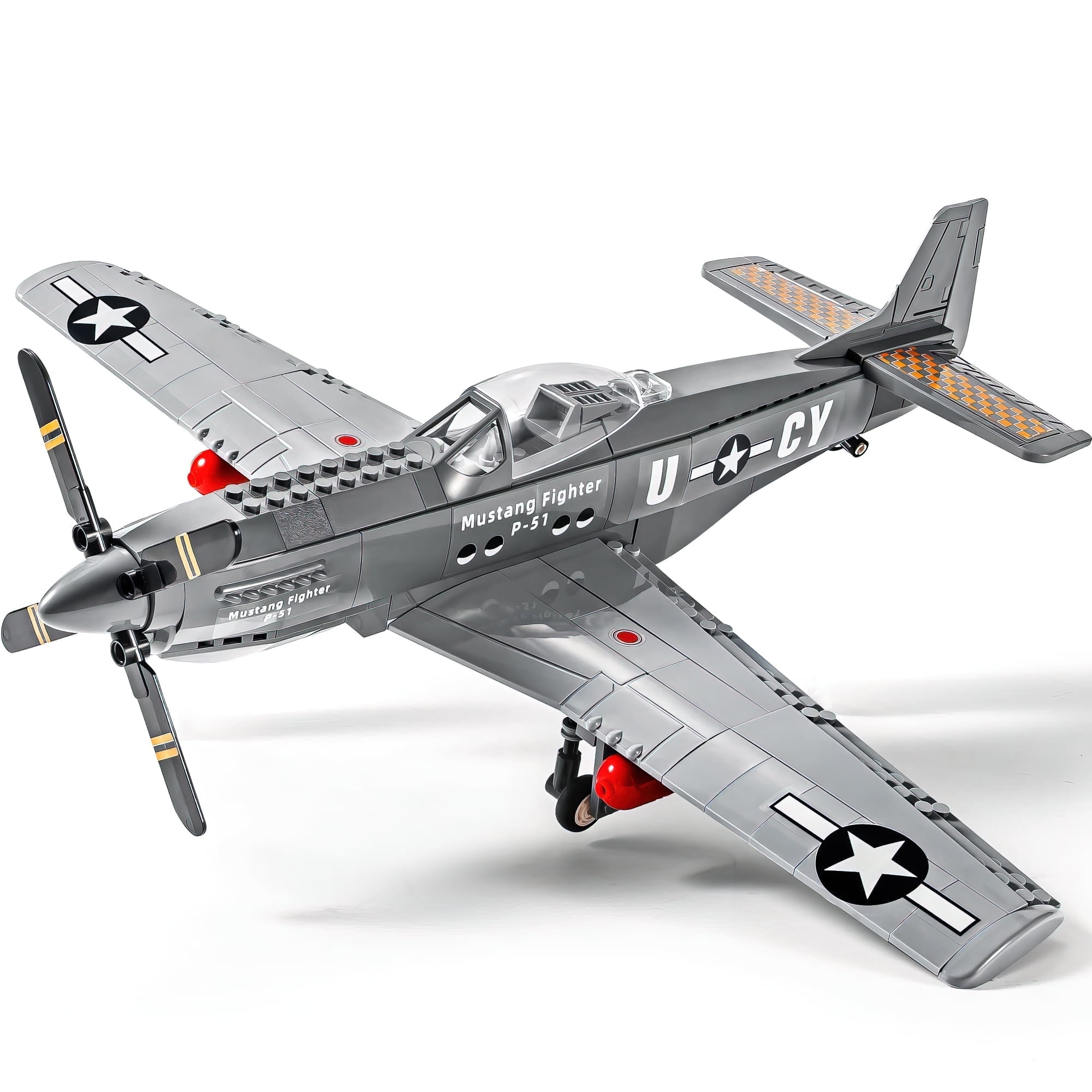 HI-REEKE WW2 Army Fighter Airplane Building Block Set P-51 Mustang ...