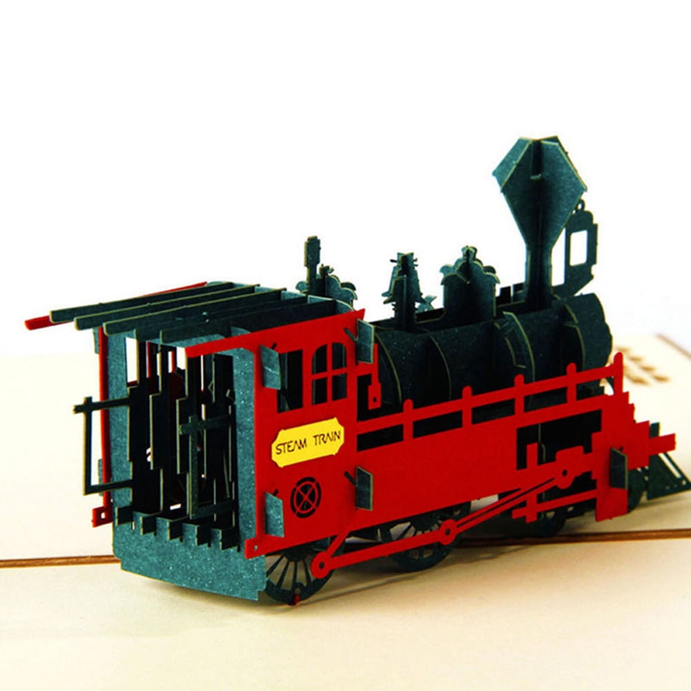 HIABIO 3D for Pop Up Retro Train Greeting Card Children Girls Boy ...