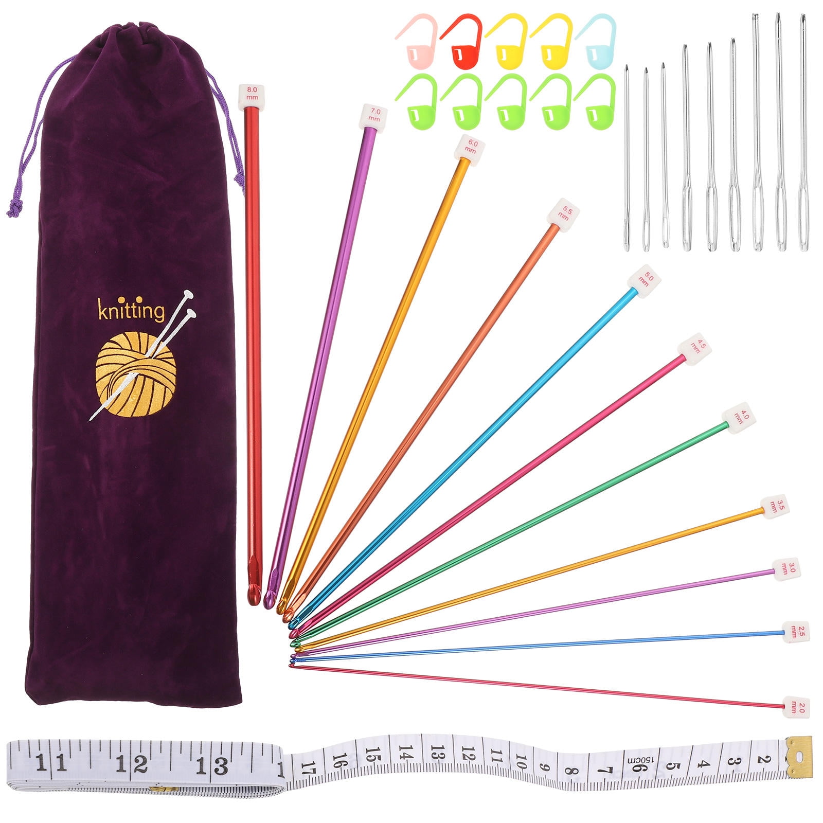 HIAKDOFT 1 Set Knitting Crochet Tools Assorted Color Round Tip Women ...