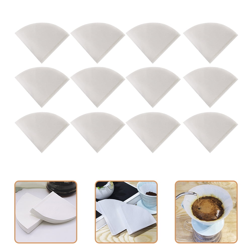 HIAKDOFT 100Pcs Disposable Coffee Filters Cone Shaped Wood Pulp Paper 6 ...