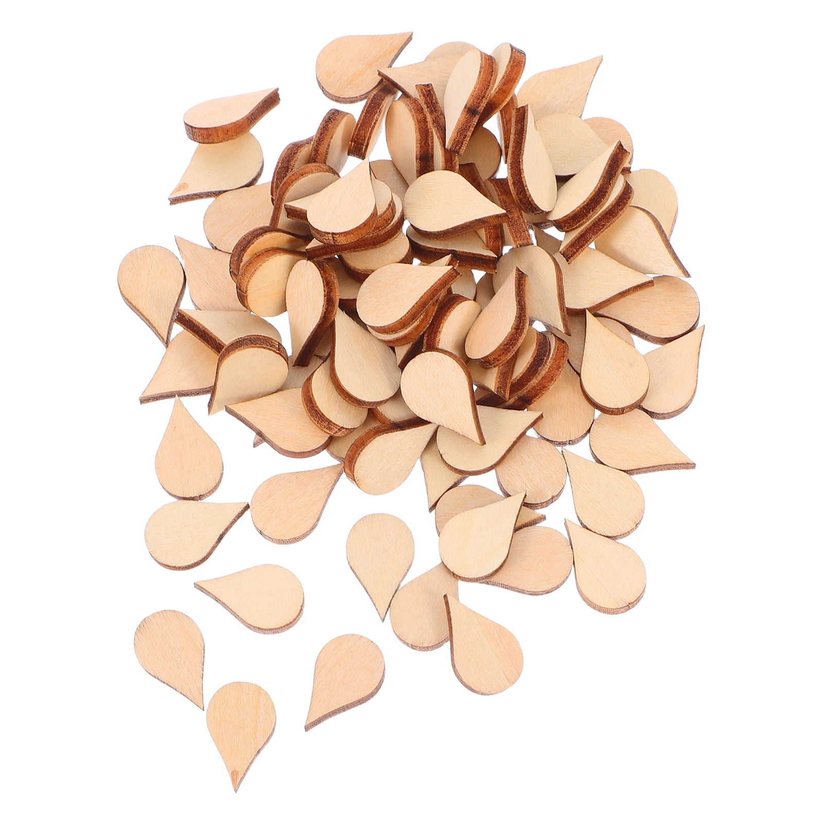 HIAKDOFT 100Set Diy Water Drop Shape Wooden Handmade Chip Khaki Photo ...