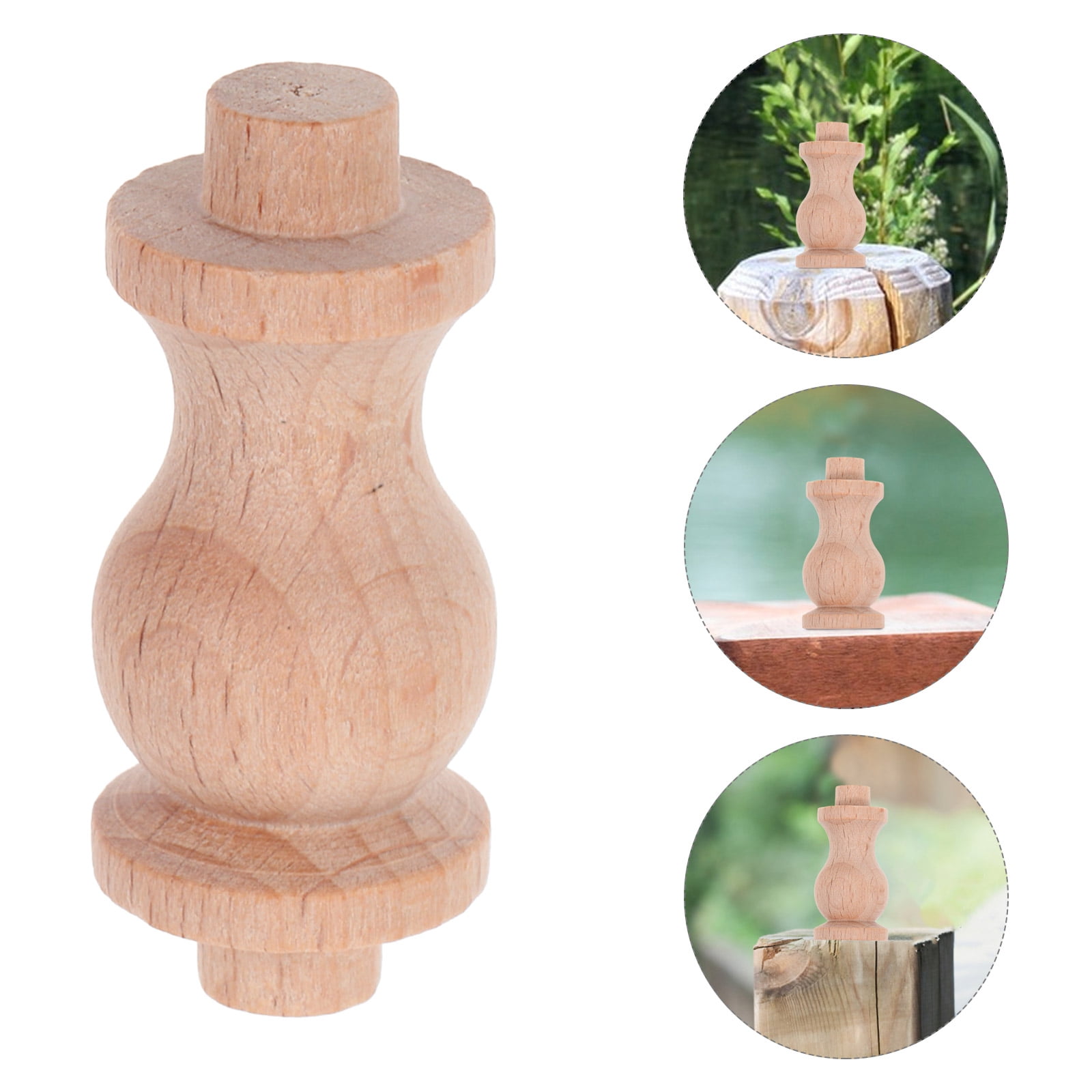 HIAKDOFT 10Pcs Solid Wood Spindles Khaki Roman Column Head for Small ...