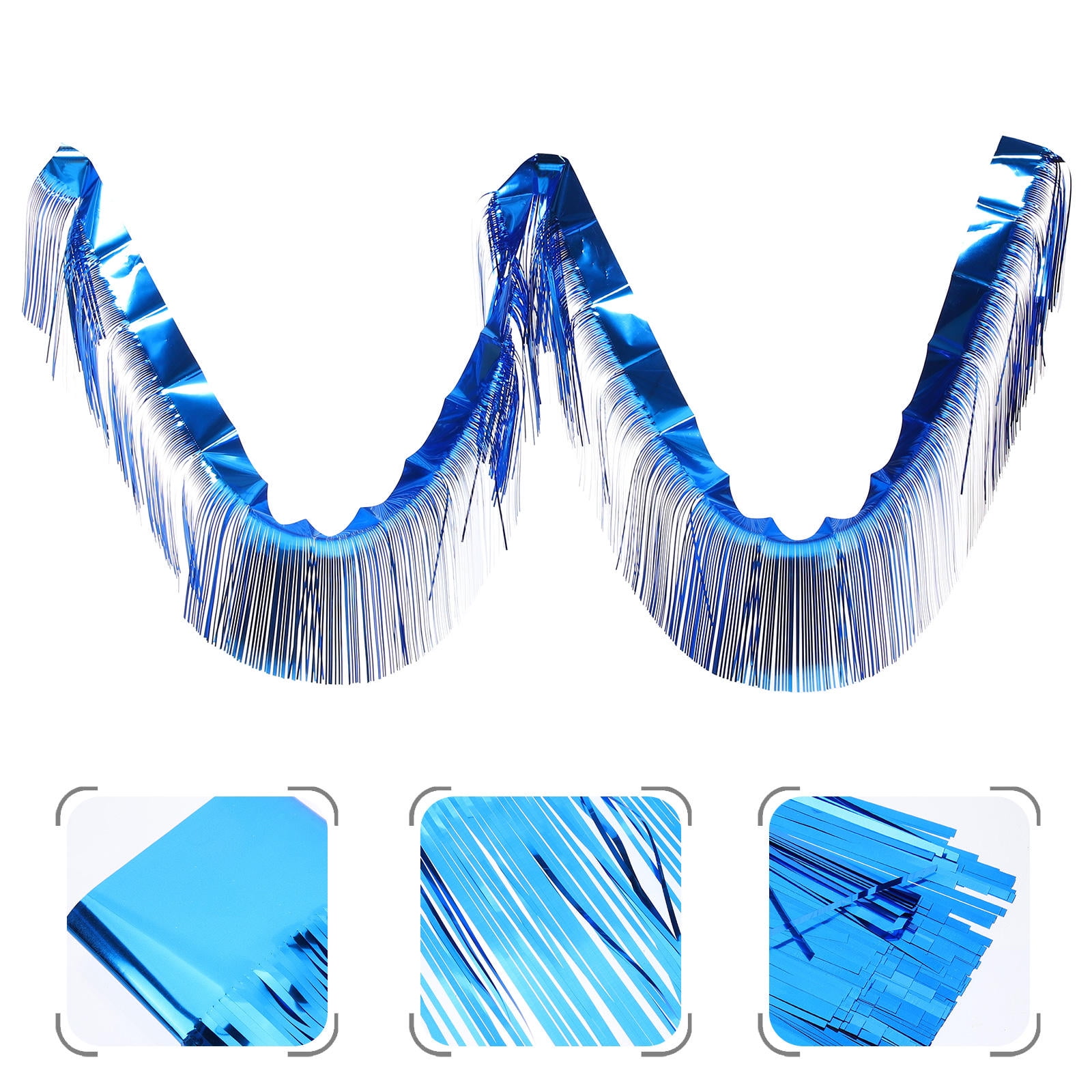 HIAKDOFT 1Pack Blue Foil Fringe Curtain for Party and Holiday Parade ...