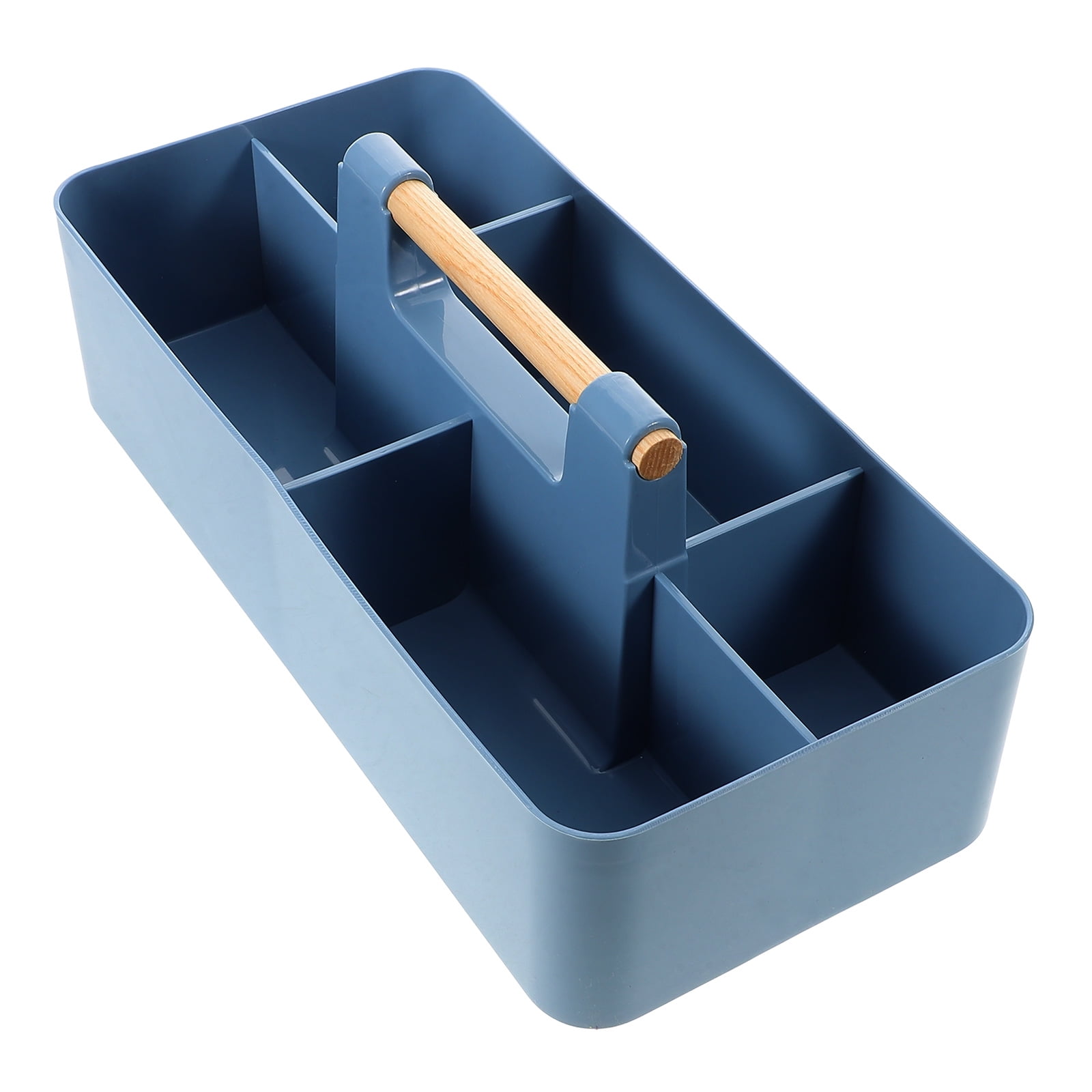 HIAKDOFT 1Pack Crayon Organizer Snack Box Containers Blue PP and Wood ...