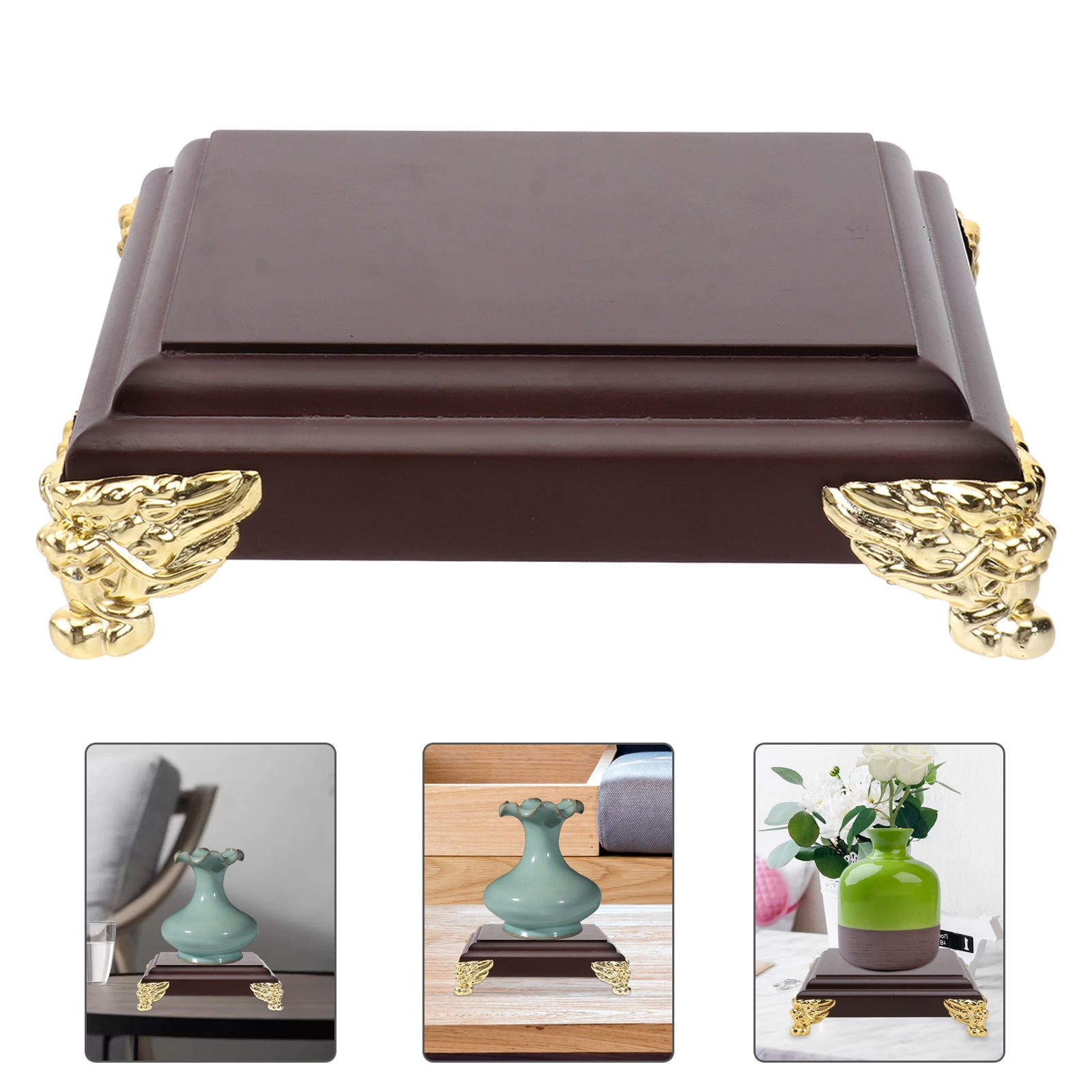 HIAKDOFT 1Pack Wooden Buddha Statue Stand for Garden 3.7x3.7x1.4in ...