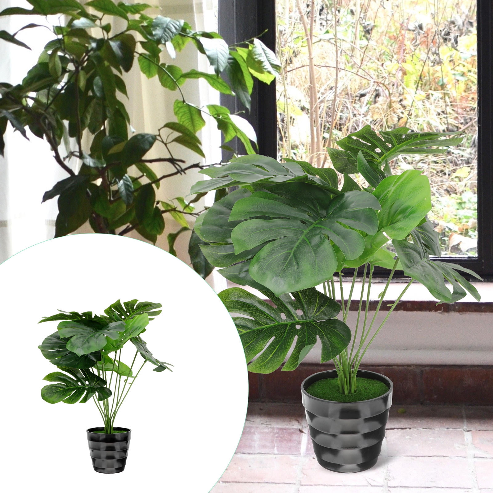 HIAKDOFT 1Set Compact Simulation Monstera Bonsai for Tabletop Potted ...