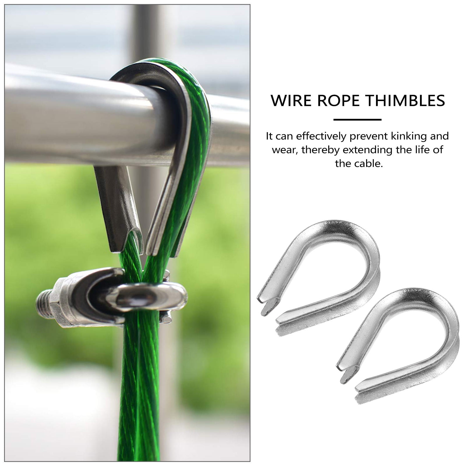 HIAKDOFT 20Pcs Wire Rope Thimble Silver Stainless Steel to Wire in ...