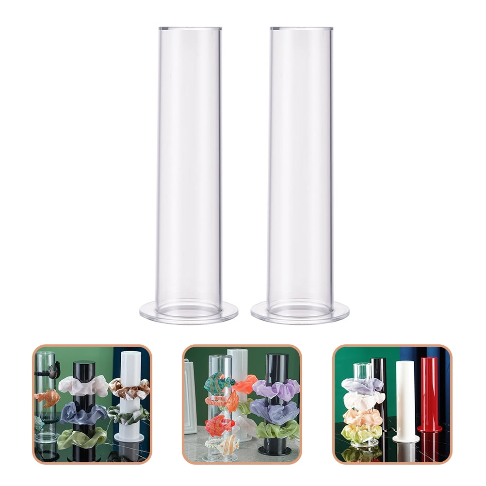 HIAKDOFT 2Set Hair Tie Display Stand Vertical Tower Hairband Organizer Acrylic Simple Design For ...