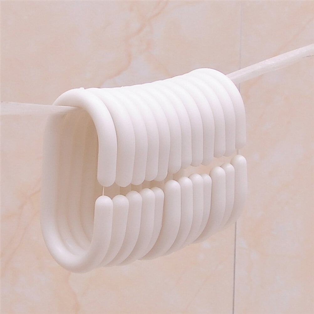 HIAKDOFT Drapery Hooks White Plastic C-Shaped 30Pack 1.6x1.2x0.2In ...