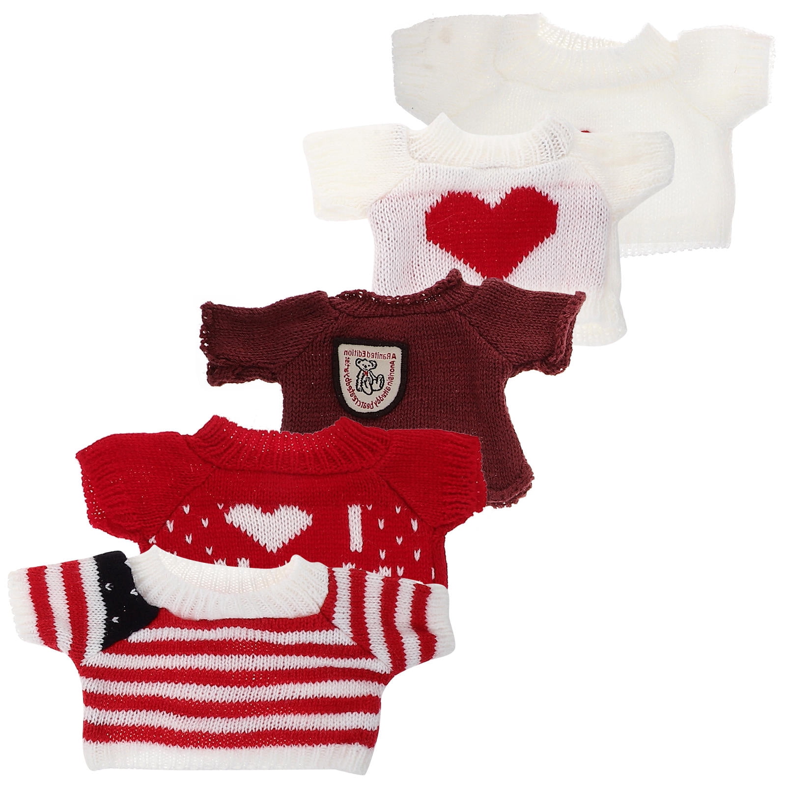 HIAKDOFT 5Pcs Burgundy Replaceable Bear Clothes Woolen Yarn Handmade ...