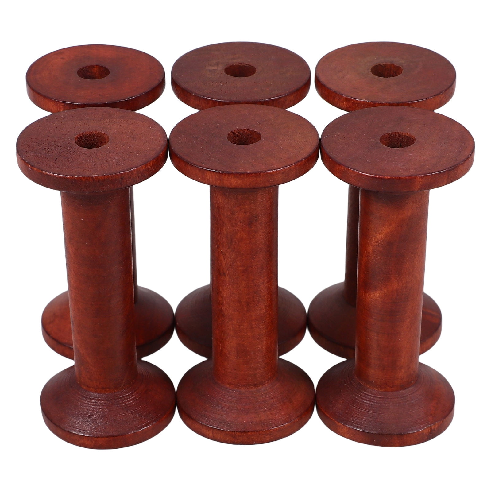 HIAKDOFT 6Pcs Spool Storage Rack Wooden Empty Spools Versatile Use Home ...