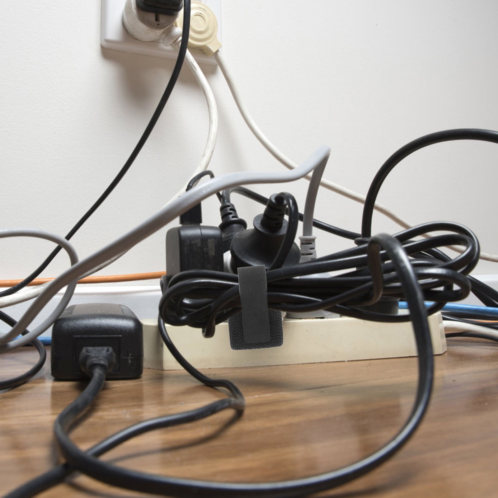 HIAKDOFT Black Nylon Cable Management Straps for Cords EasyReusable ...