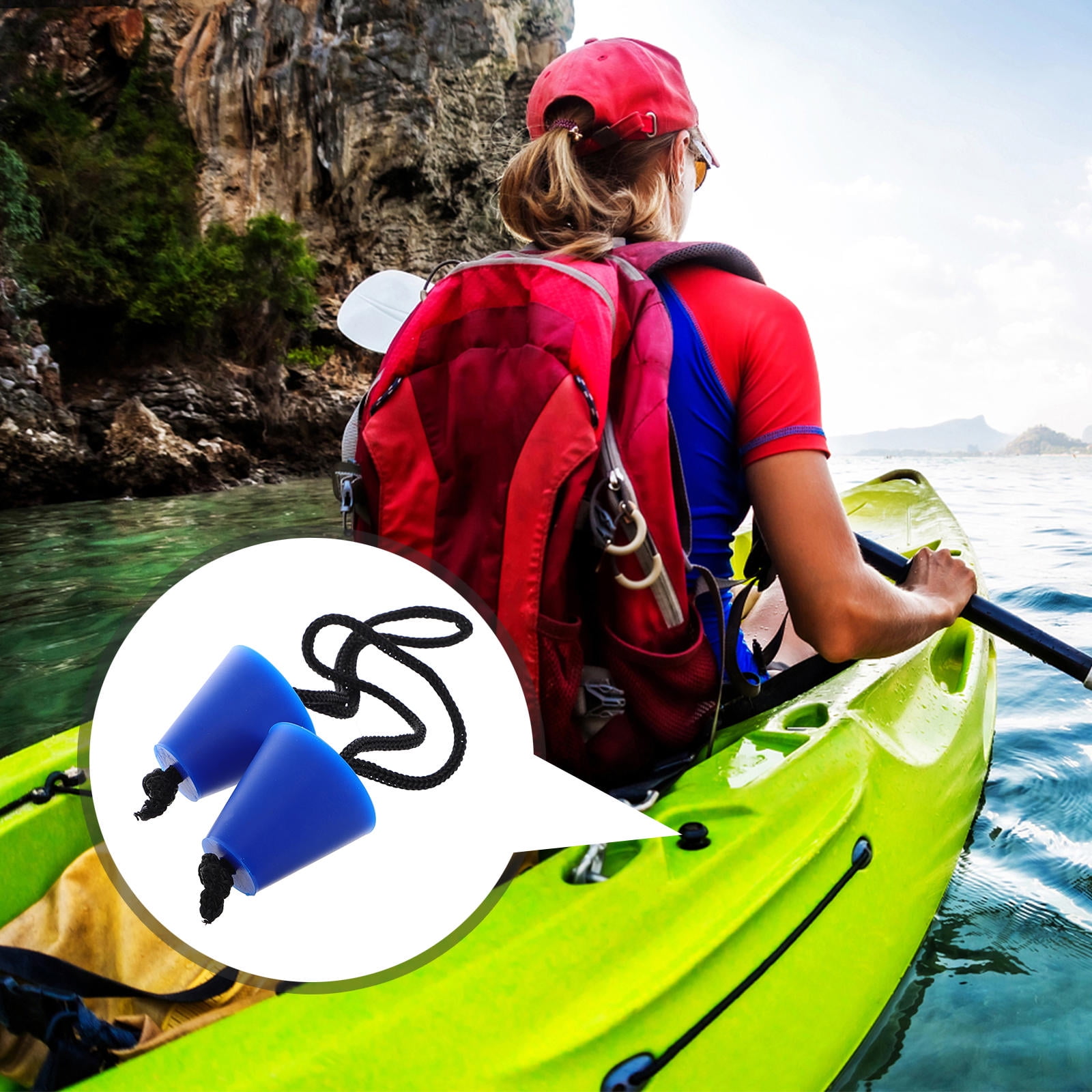 HIAKDOFT Kayak Scupper Holes 2Pack Blue Silicone Drain Plugs Round ...