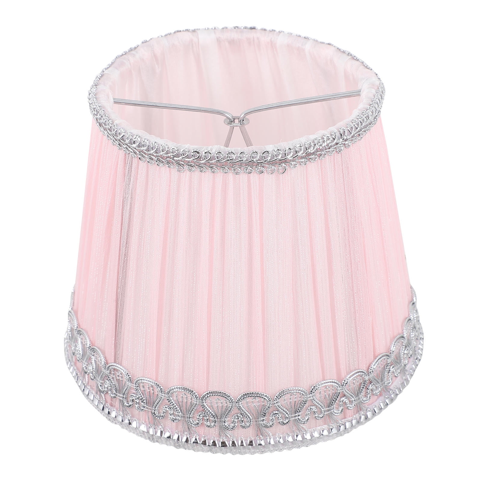 HIAKDOFT Pink Silver Edge Chiffon Lampshade with Diffuse Lighting Warm ...