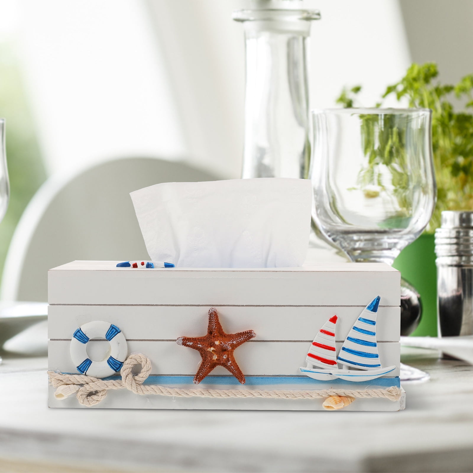 HIAKDOFT Tissue Box Cover Holders 1Pack Round Shape Wood Synthetic ...