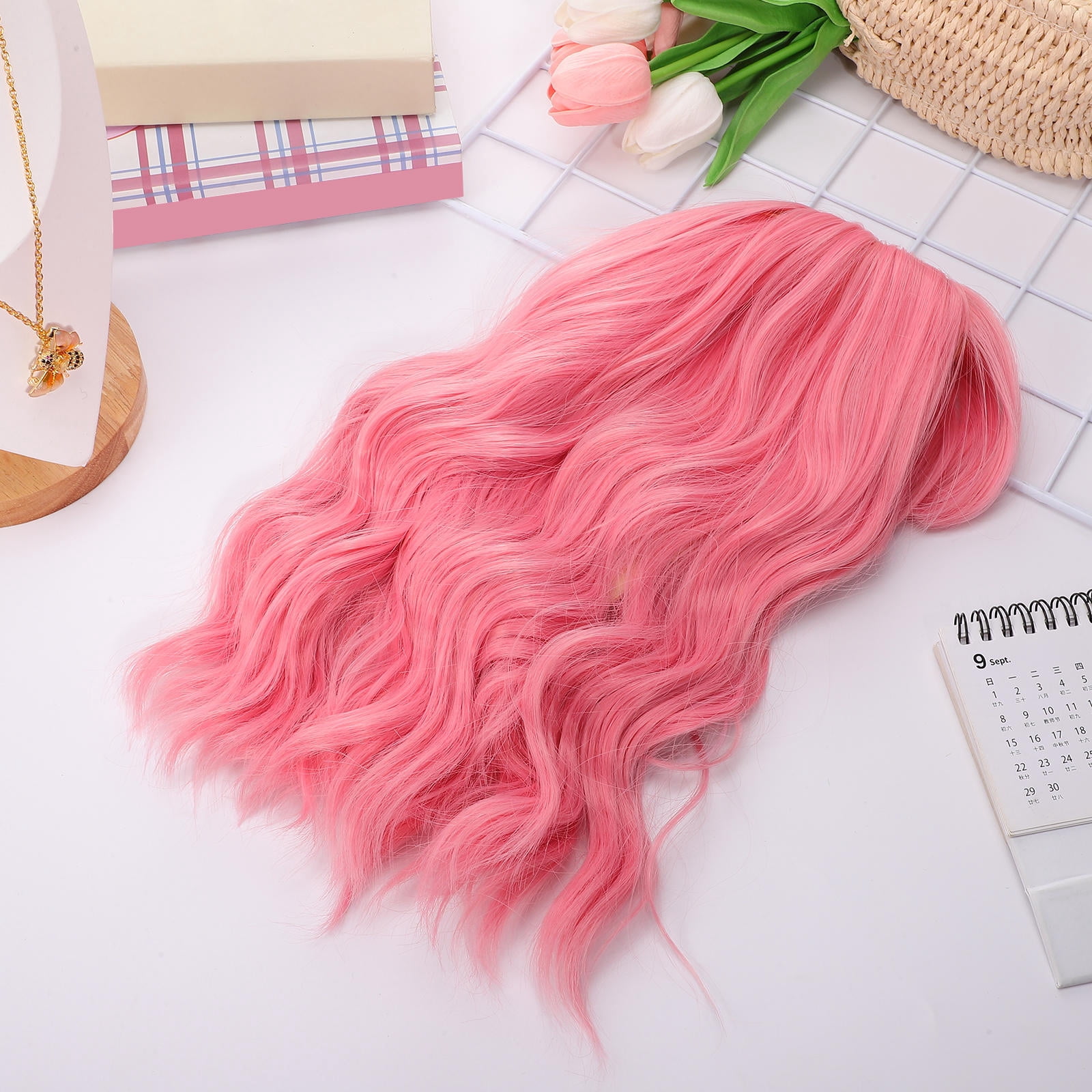 HIAKDOFT Wigs For Women 1Pack Pink Curly Short Hair For Daily Wear And ...