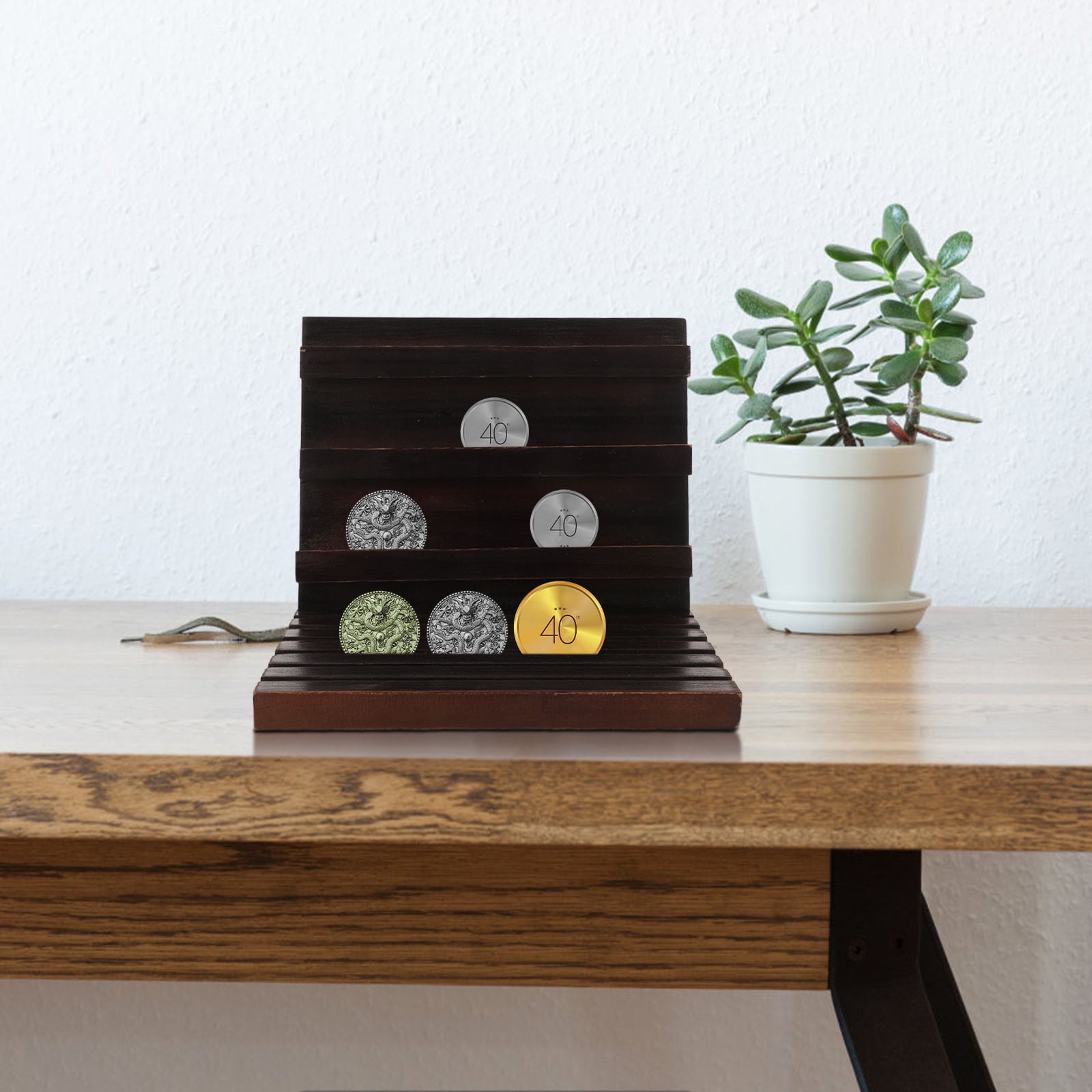 HIAKDOFT Wooden Coin Rack 1Pack Rectangular Shaped for Challenge Coins ...