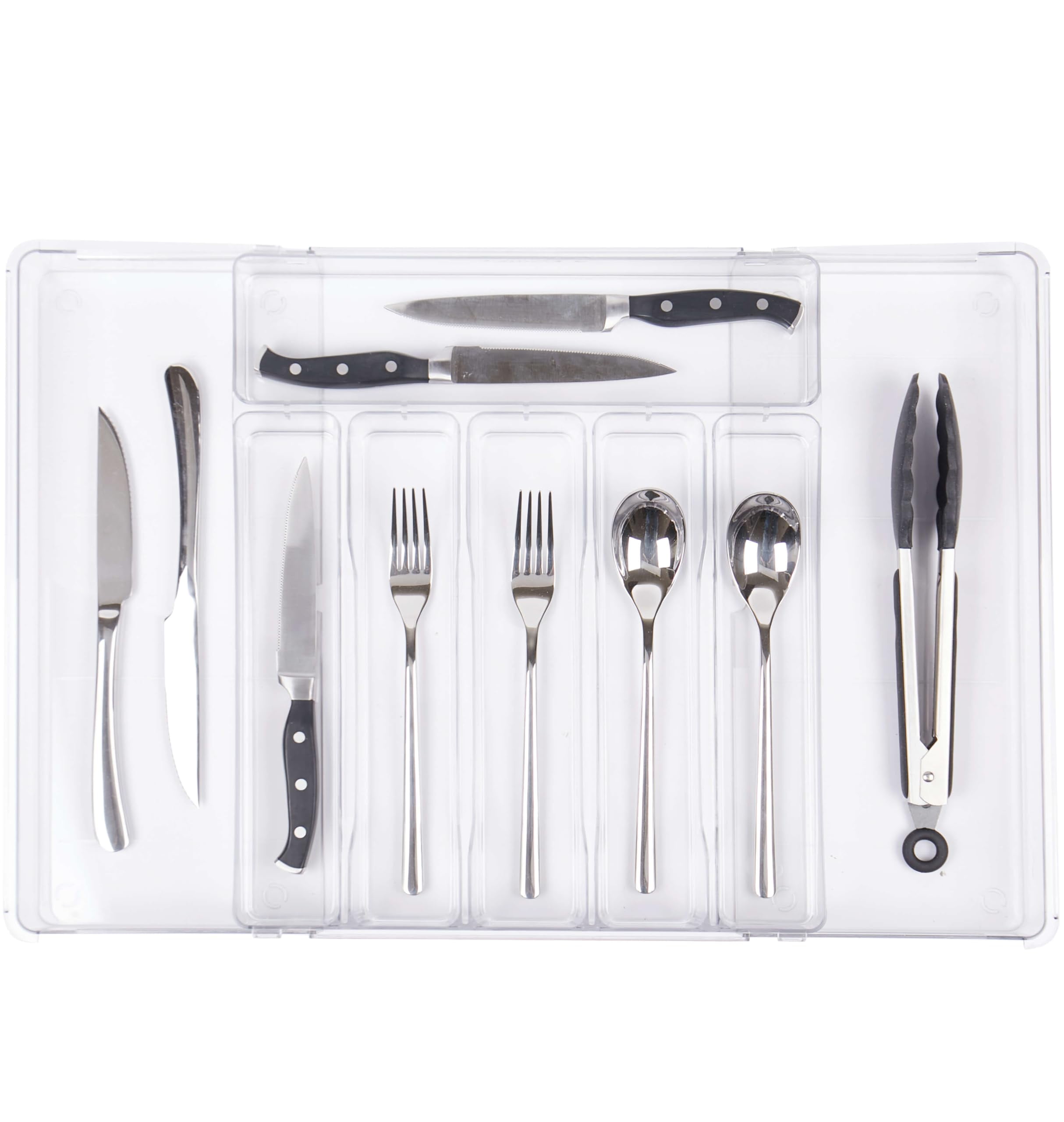 HIBAMSTOR Expandable Kitchen Drawer Organizer - Clear Acrylic ...
