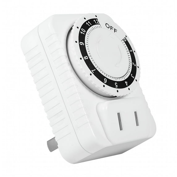 HIBIBUD 12-Hour Indoor Plug-In Mechanical Timer,2 Grounded Outlets,12 ...