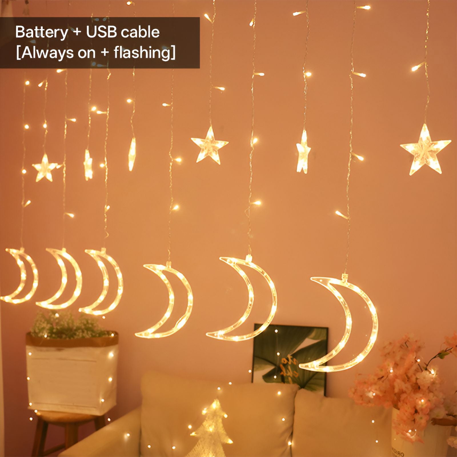 HIBIBUD 1Pcs Fairy Lights Battery Operated,Energy Efficient Bedroom ...
