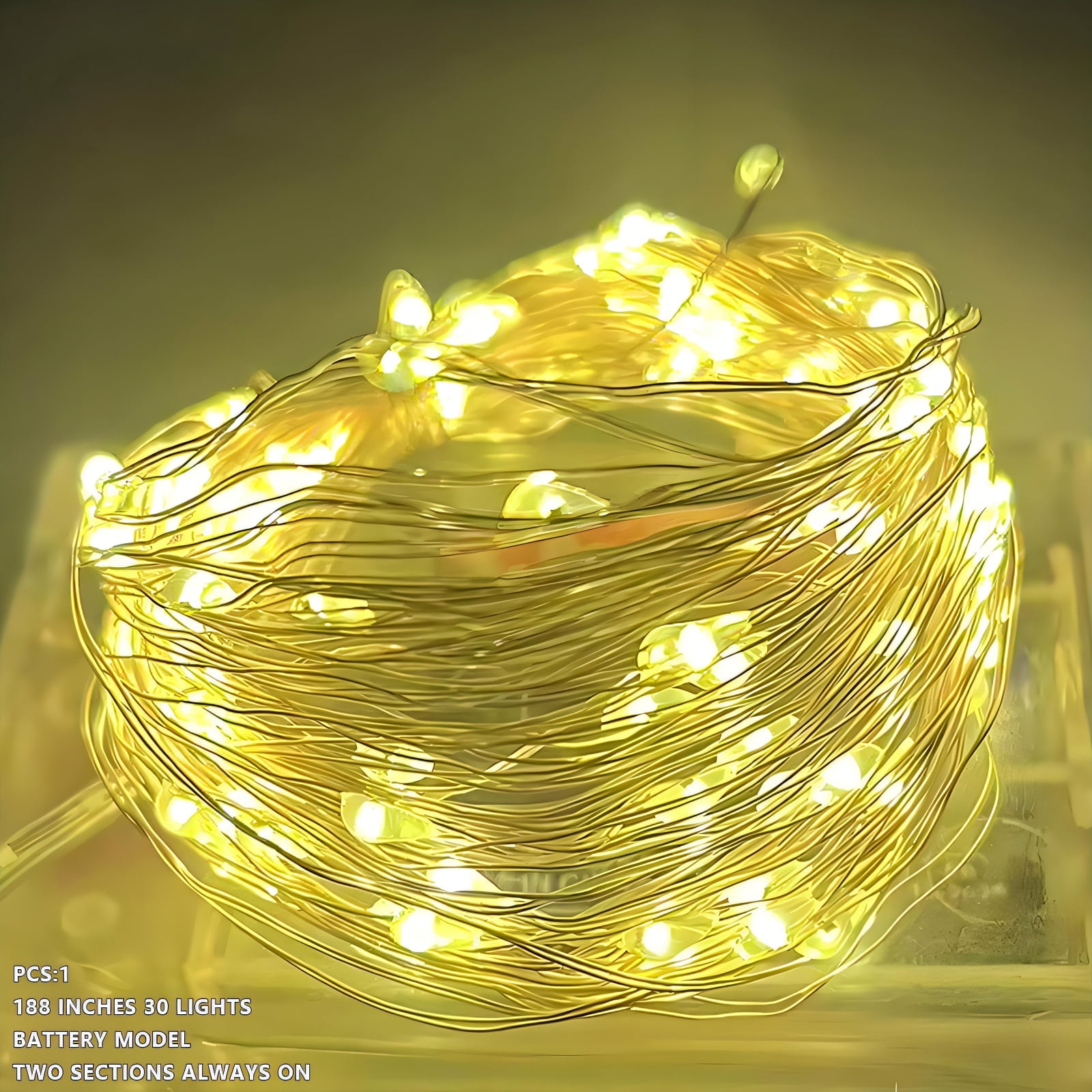HIBIBUD Fairy Lights,9.8ft Bedroom Decor Aesthetic,3lm Indoor String Lights,Yellow - Walmart.com