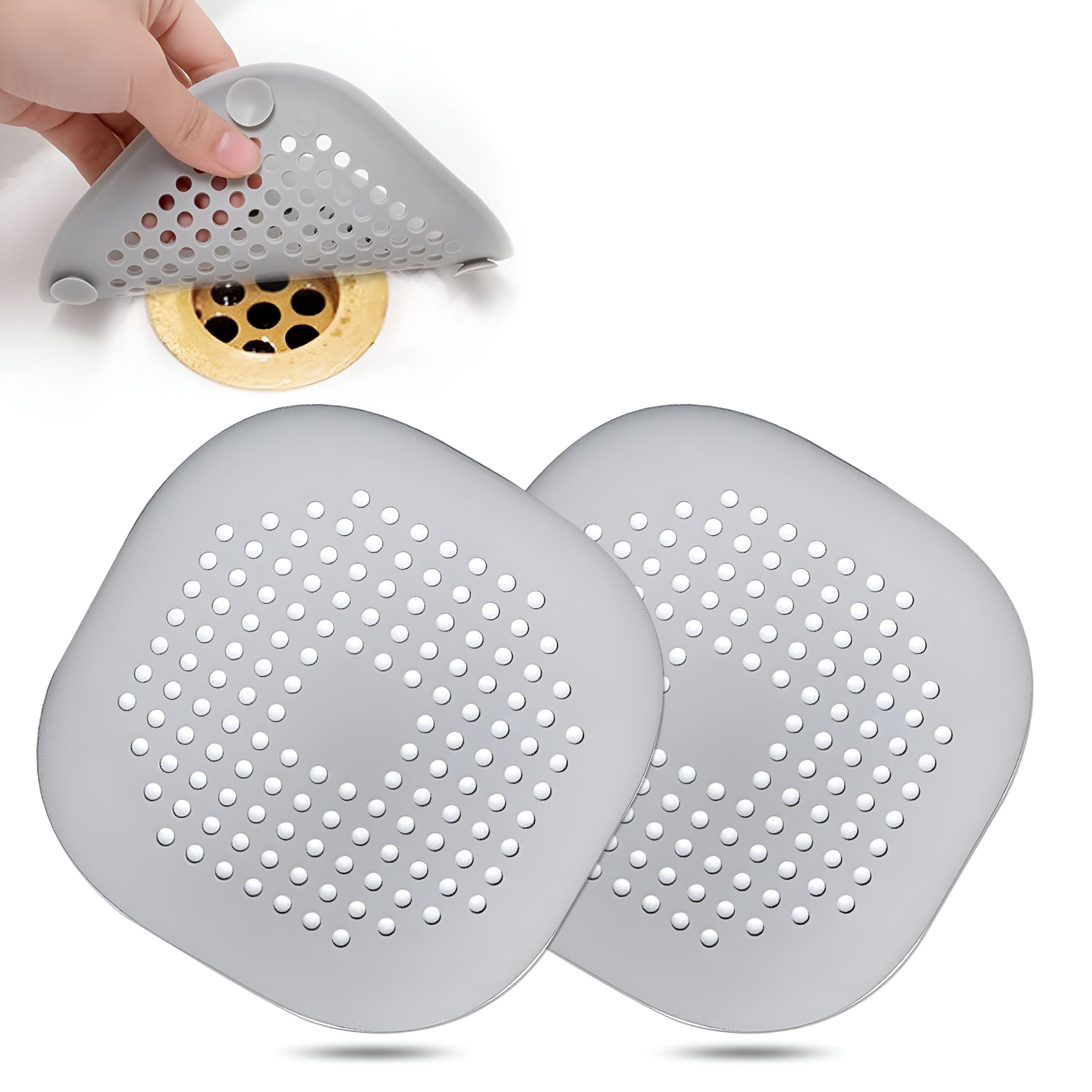 HIBIBUD 2-Pack Silicone Shower Drain Strainer,Square Hair Catcher with ...