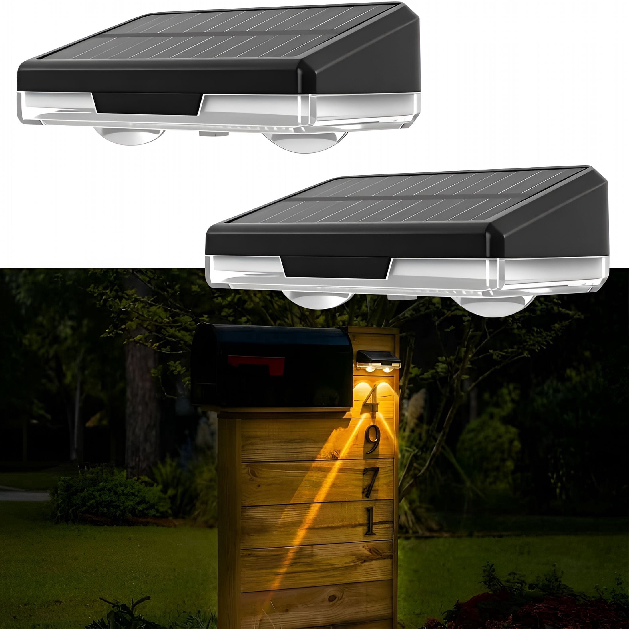 HIBIBUD 2 Pack Solar Mailbox Lights, Outdoor Waterproof Lighted House ...