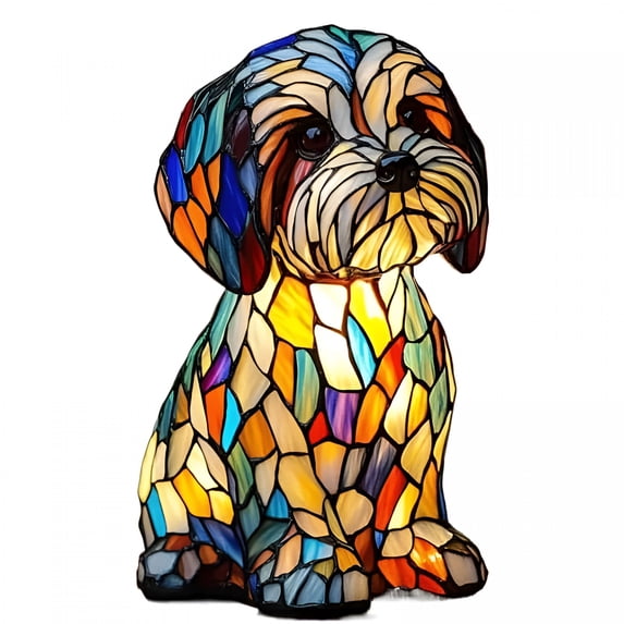 HIBIBUD 2026 New 1-Pack,Stained Glass Style Dog Lamp. A Multicolor ...
