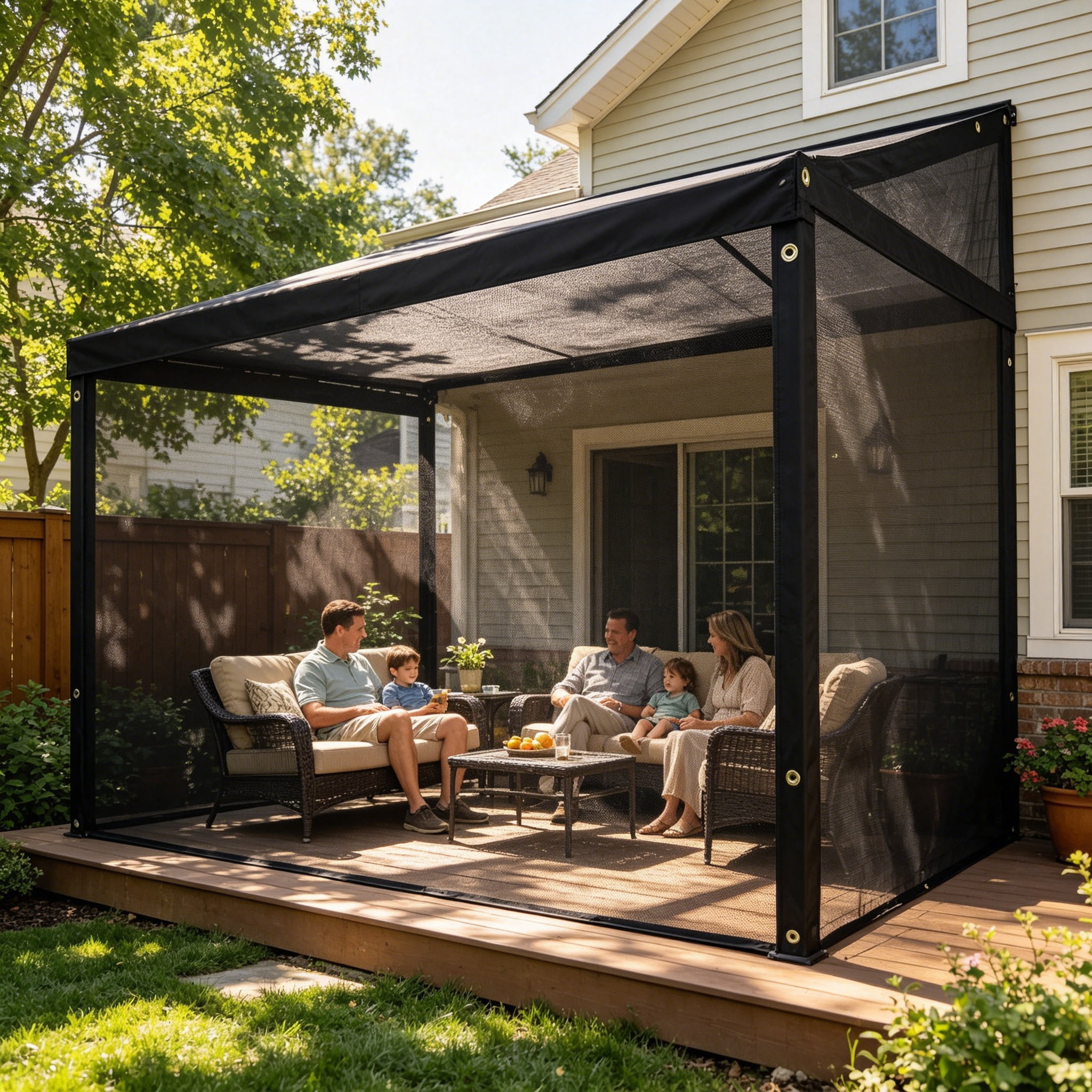HIBIBUD 2026 New 12'X12' Heavy Duty Mesh Tarp Net Sail Sun Shade Awning ...