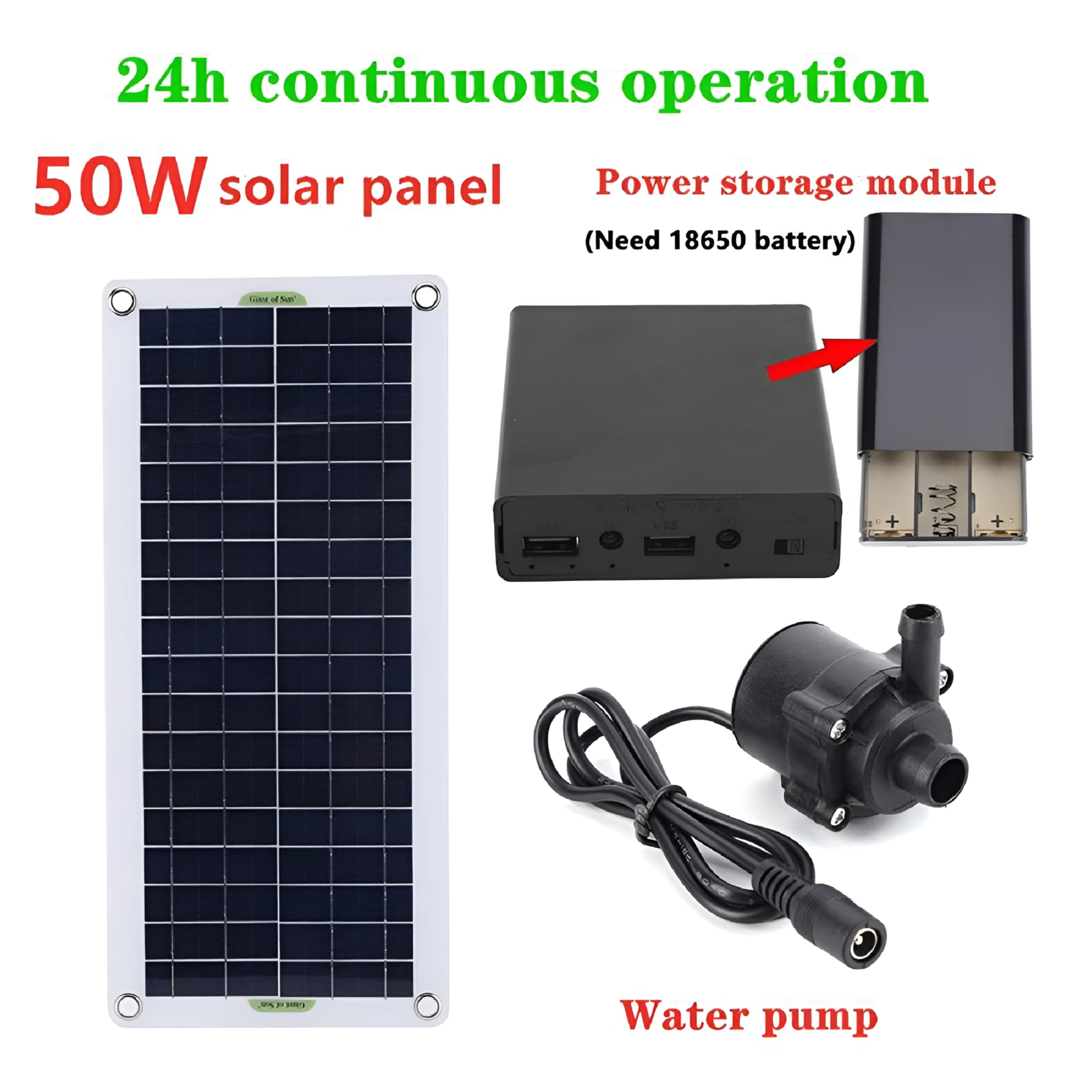HIBIBUD 2026 New 50W Solar Panel Solar Powered Water Pump Kit 800L/H ...
